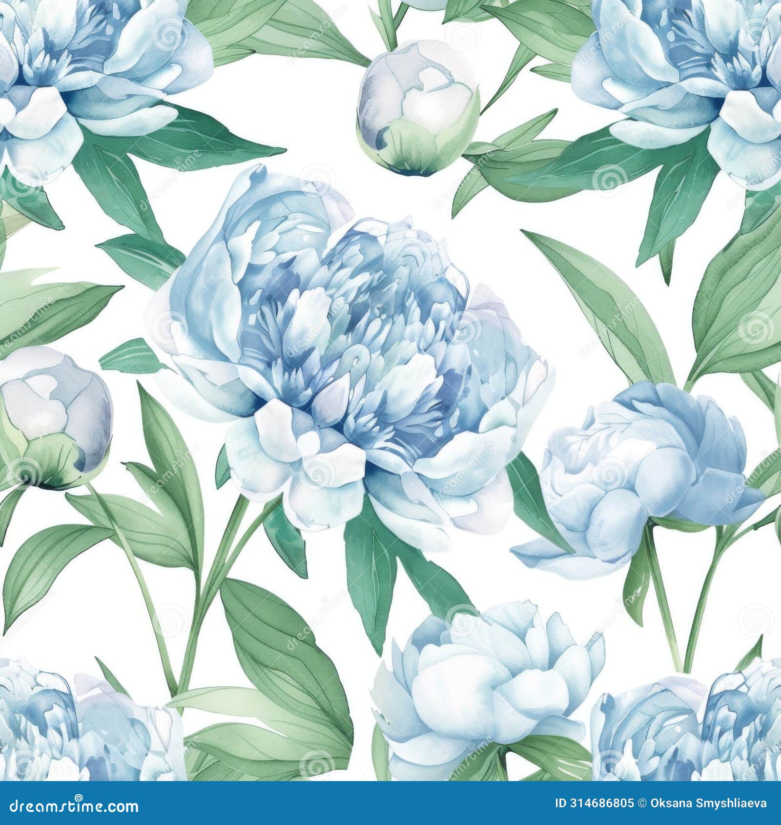 Elegant Blue Peonies Pattern for Springtime Design Stock Image - Image ...