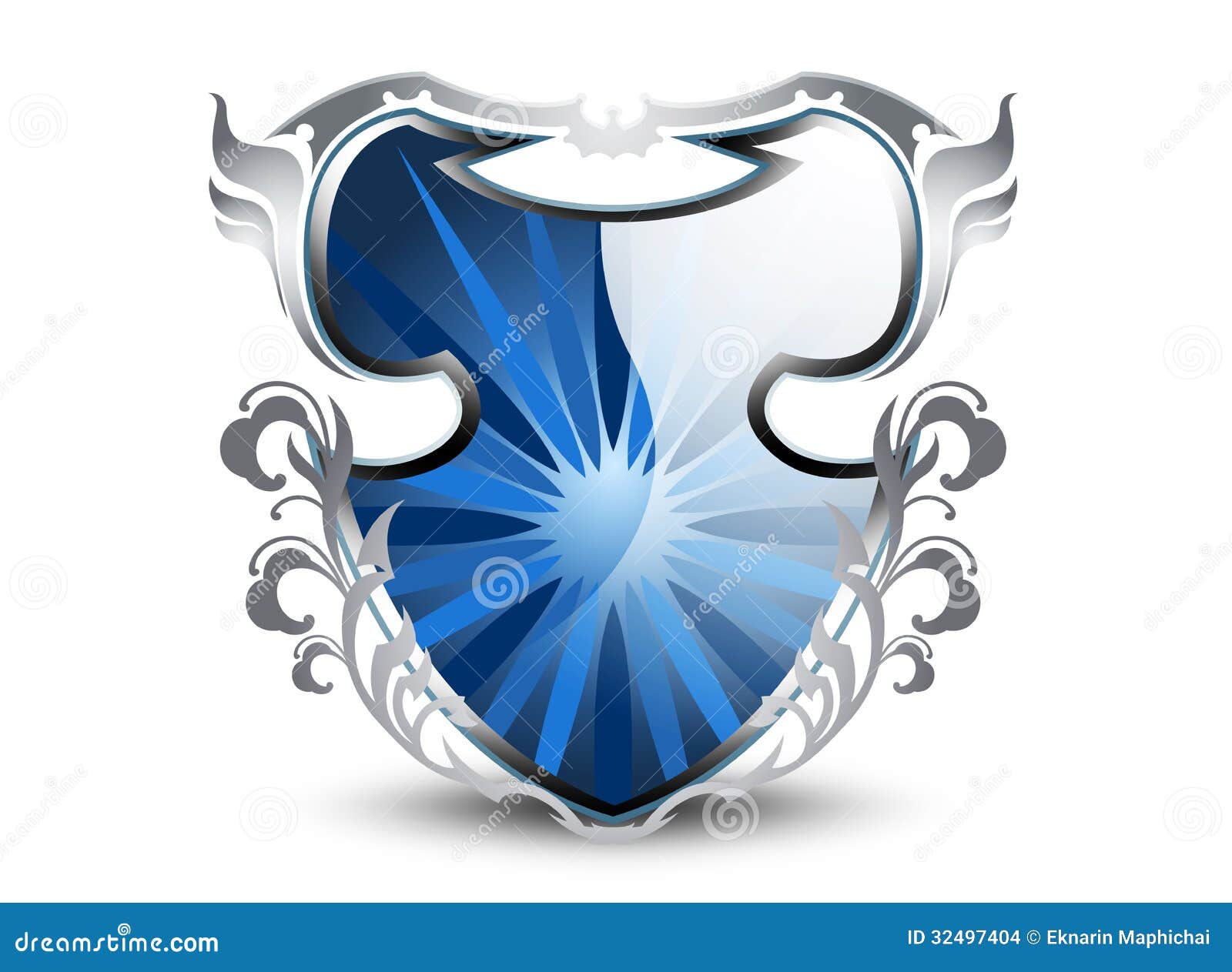 Elegant blue shield stock illustration. Illustration of shiny - 32497404