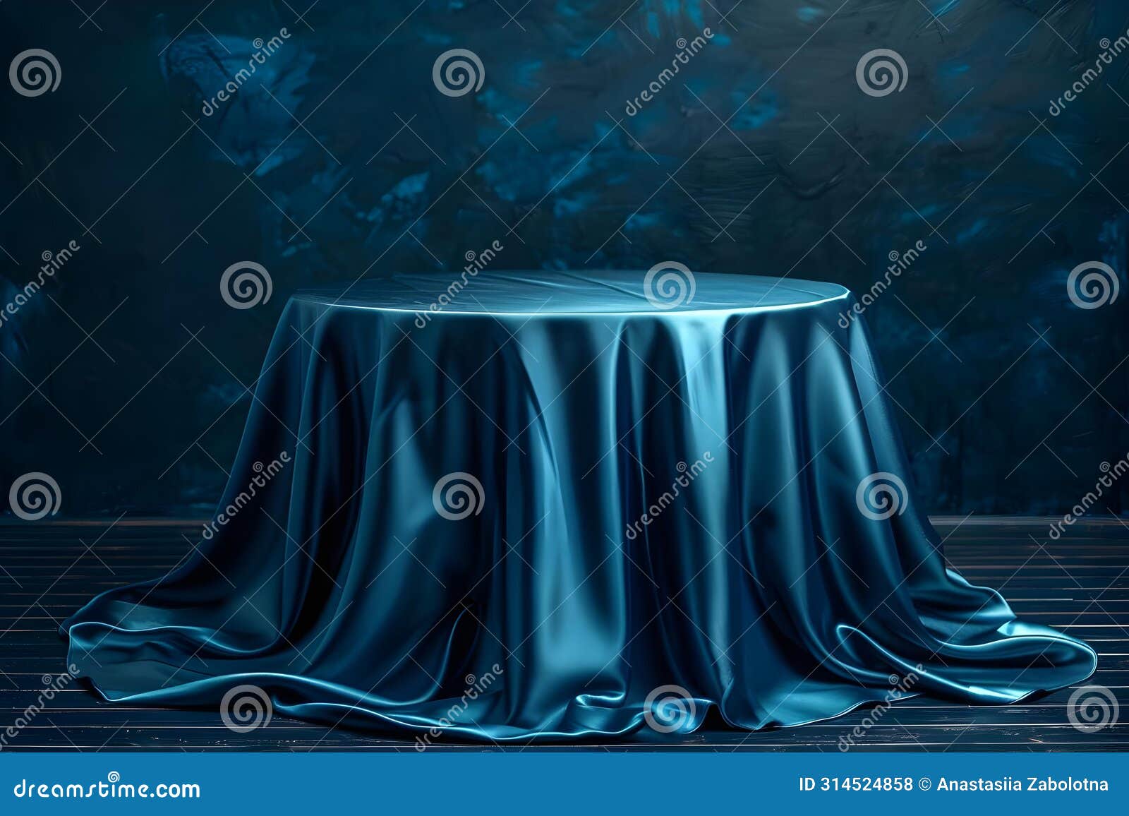 Elegant Blue Silk Tablecloth on Display, Refined Minimalist Setting ...