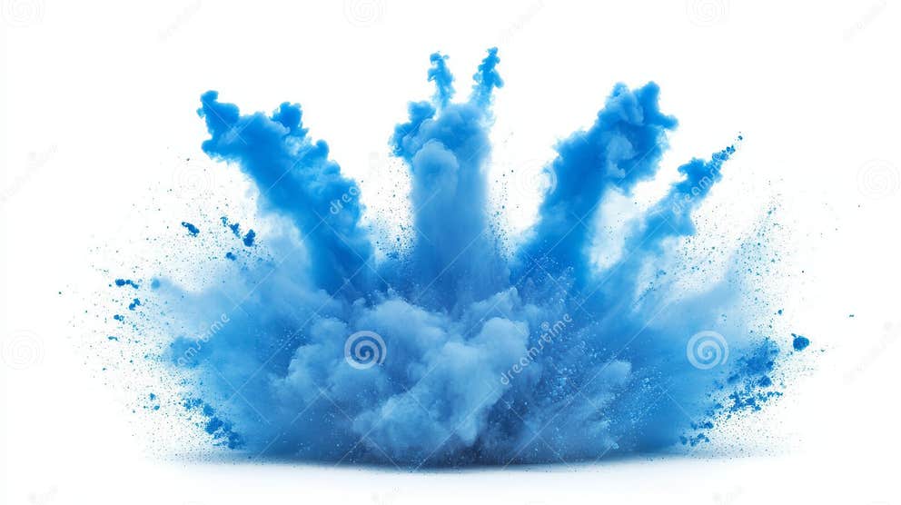 Elegant Blue Smoke Explosion Frame Isolated on White Background for ...