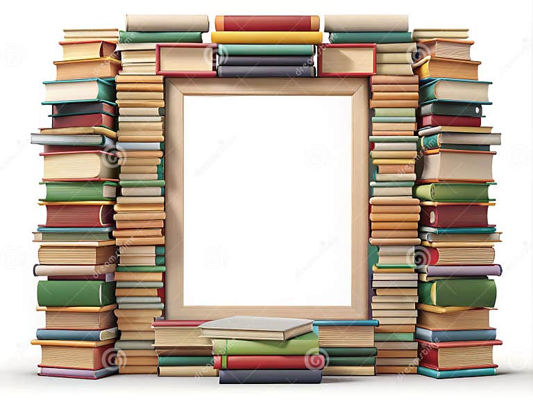 Elegant Book Stack Background Frame for Custom Titles: a Vector ...