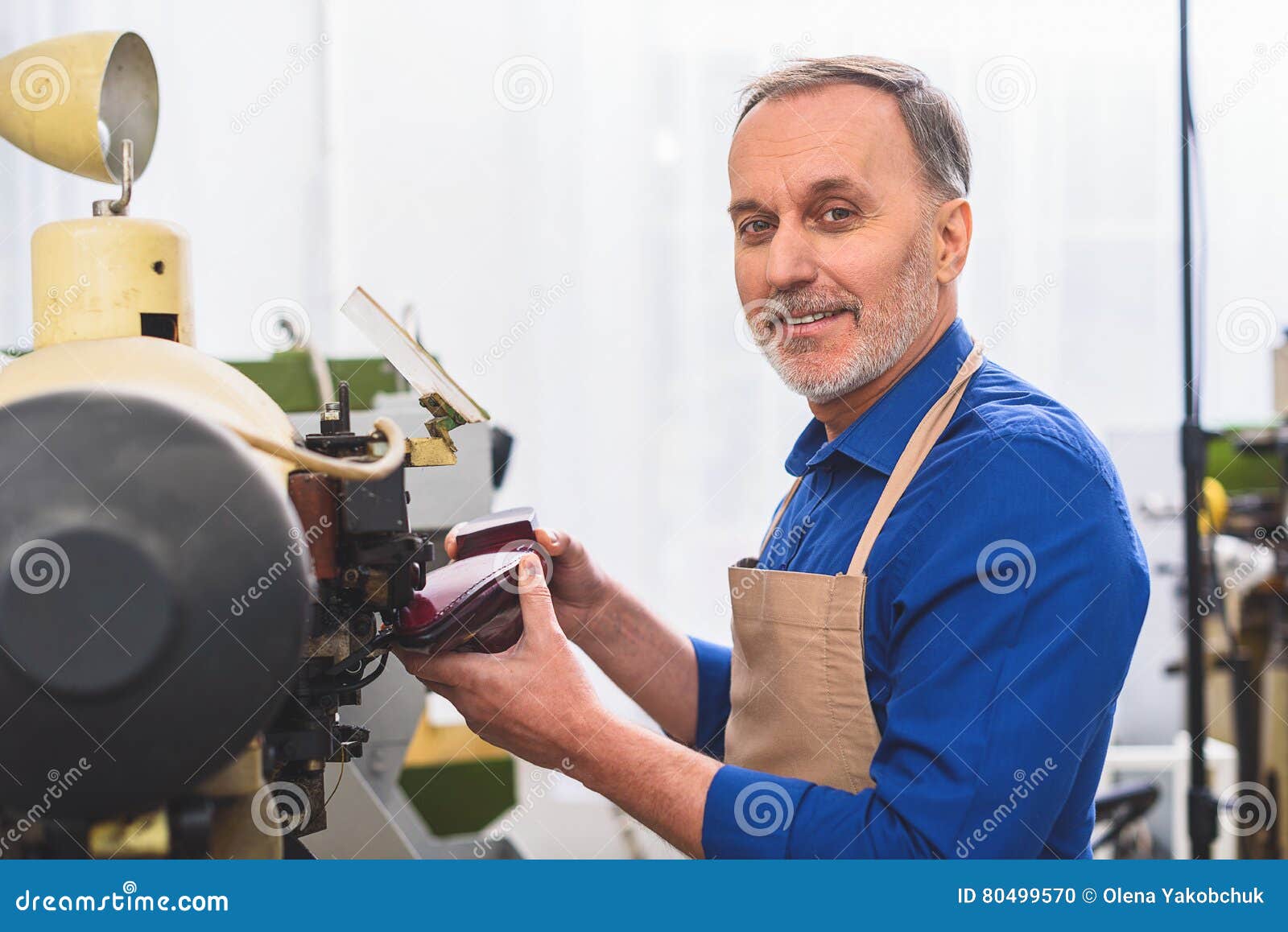 Elegant Bootmaker Smiling at Work Stock Photo - Image of designer ...