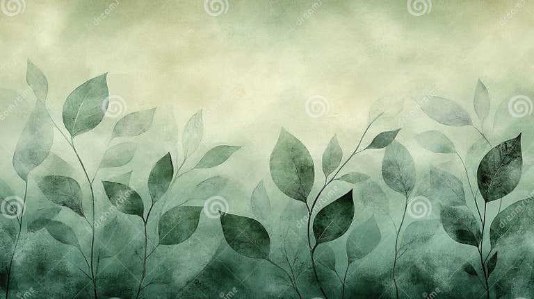 Elegant Botanical Background with Green and Teal Leaf Pattern Stock ...
