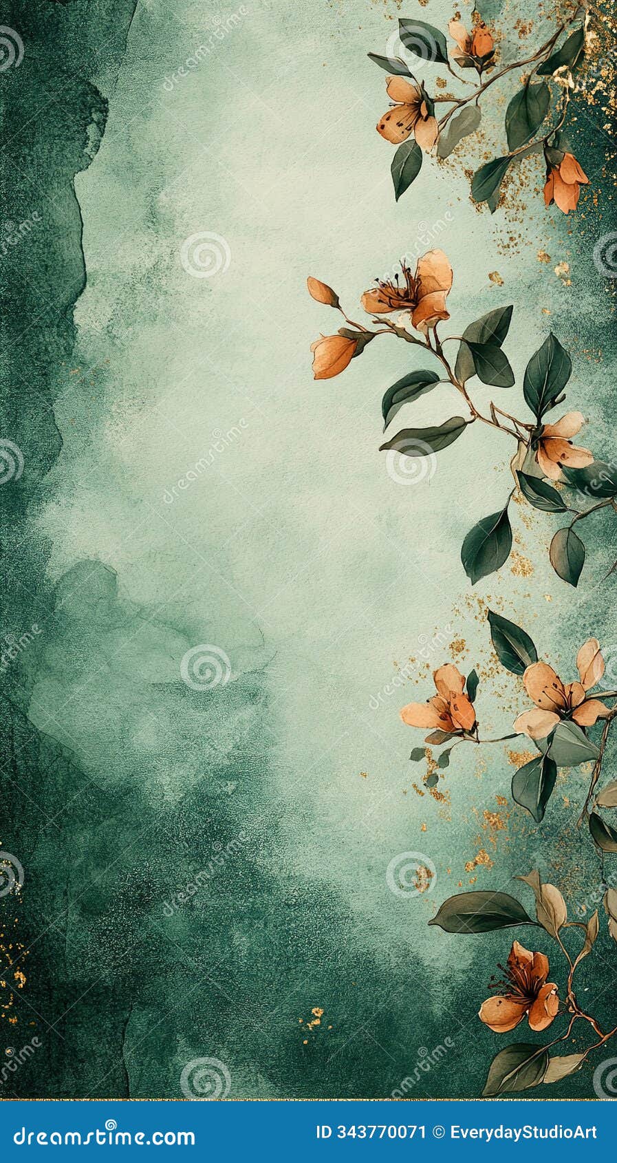 Elegant Botanical Border with Elm and Azalea Leaves Stock Illustration ...