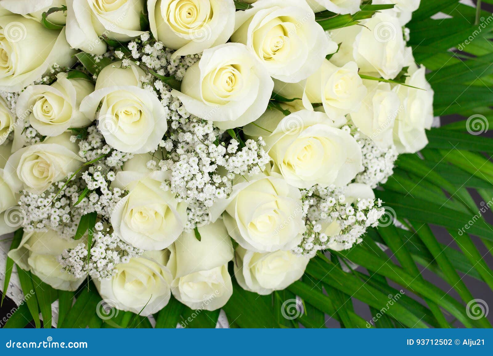Elegant Bouquet of Lots of White Roses Stock Photo - Image of green ...