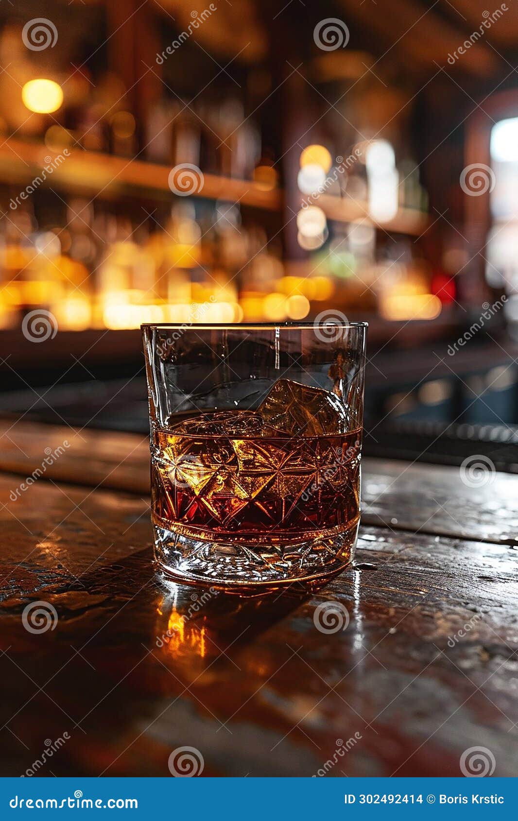 Elegant Bourbon in Glass: Classic Bar Interior Setting Stock Photo ...