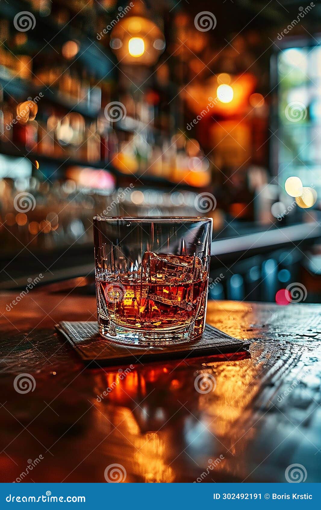 Elegant Bourbon in Glass: Classic Bar Interior Setting Stock ...