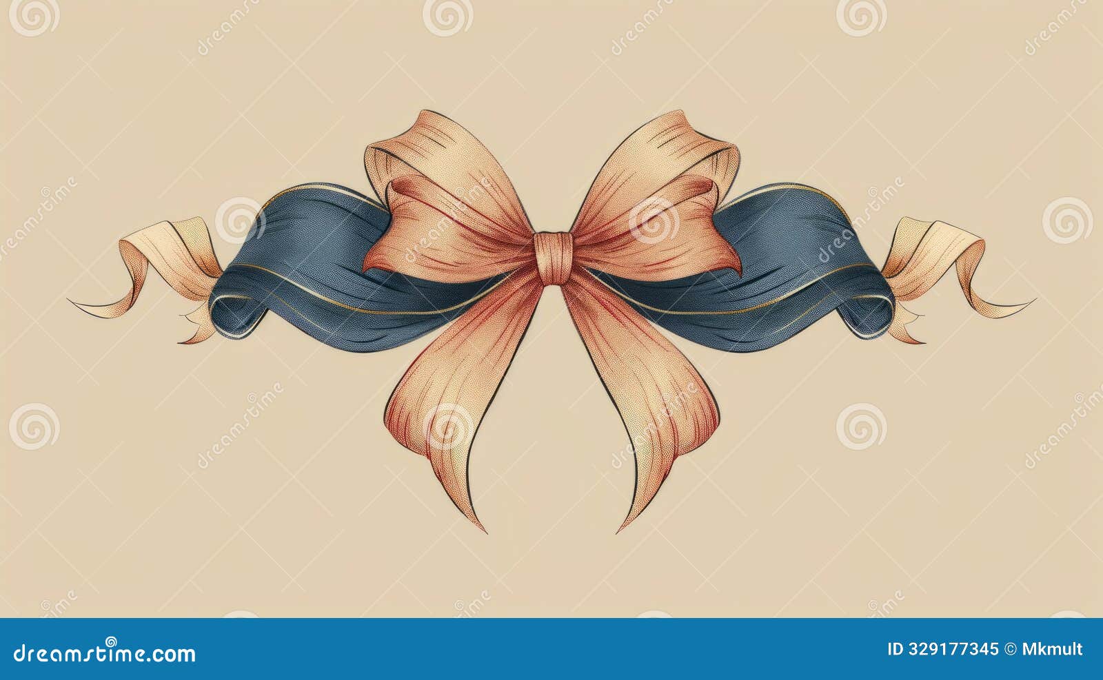 Elegant Bow Ribbon Continuous Line Art Sketch in Soft Colors Stock ...