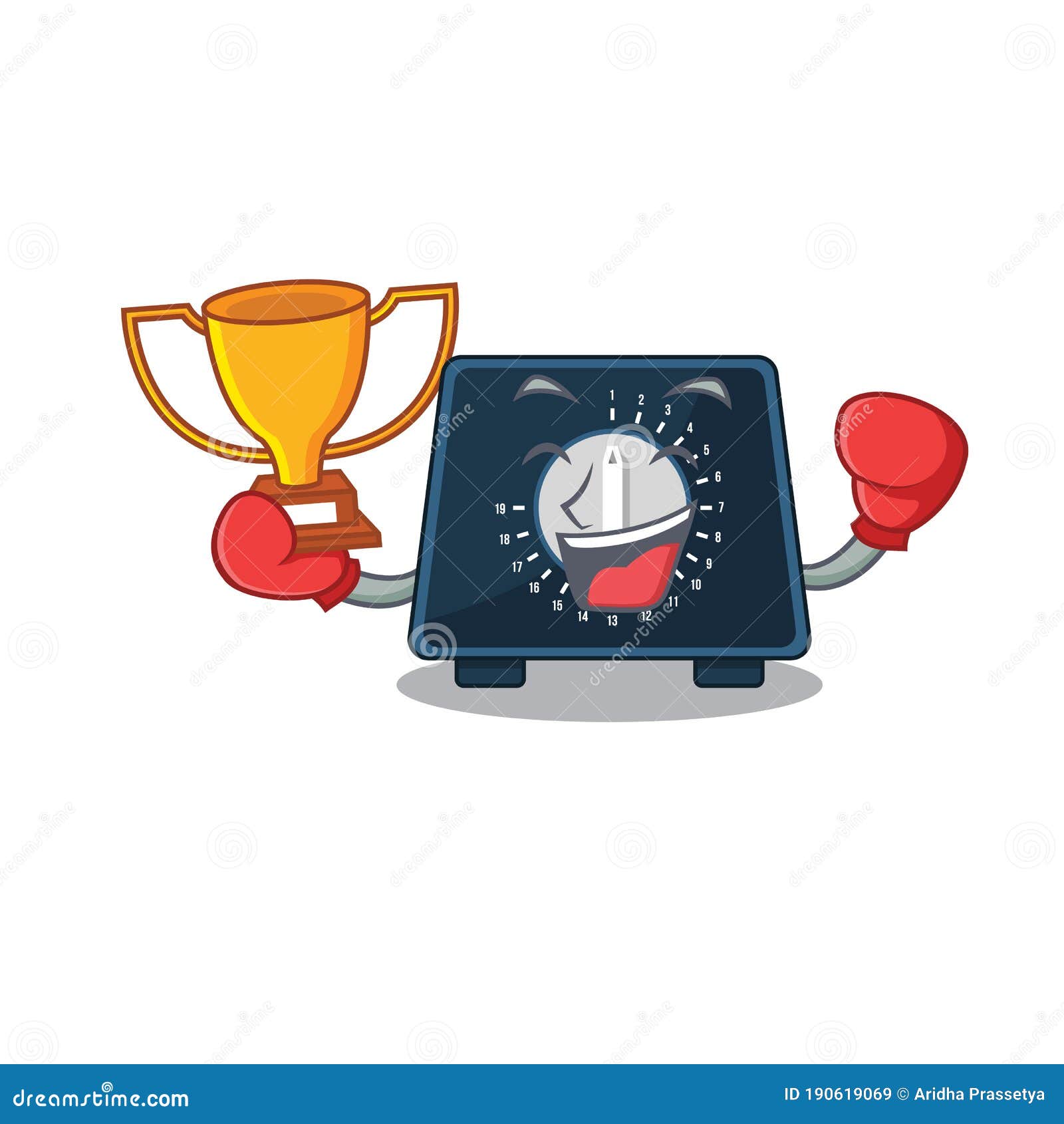 An Elegant Boxing Winner of Kitchen Timer Caricature Design Concept ...