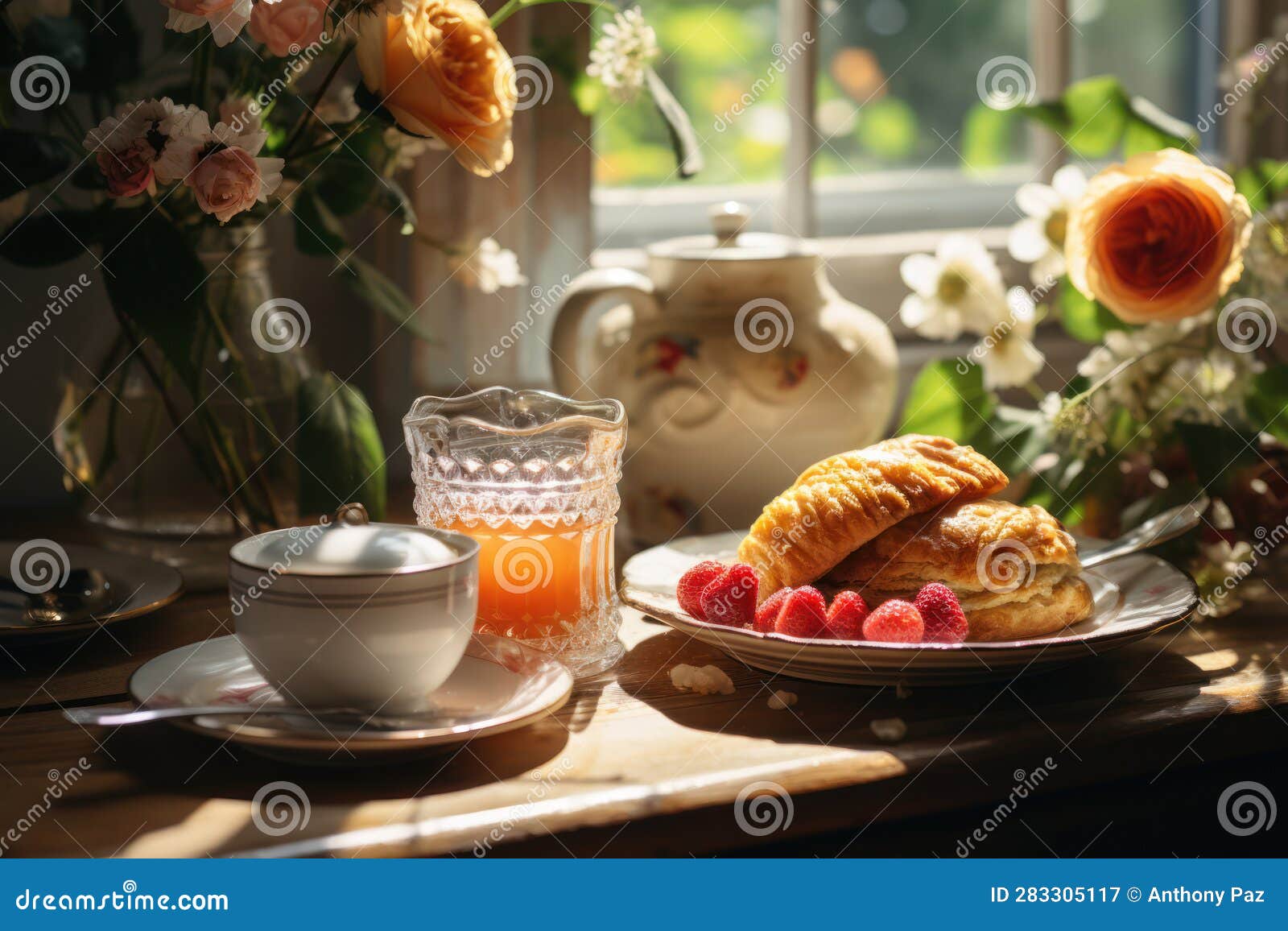 Elegant Breakfast Spread: Chic Morning Delights. Generative AI Royalty ...