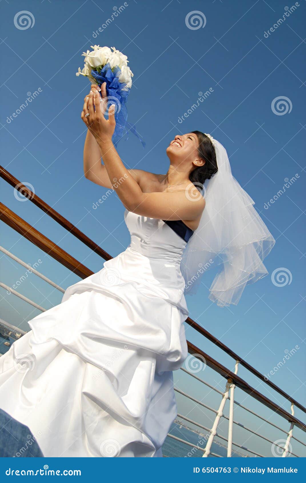 Excited Bride Looking Her Bouquet Stock Photos - Free & Royalty-Free ...