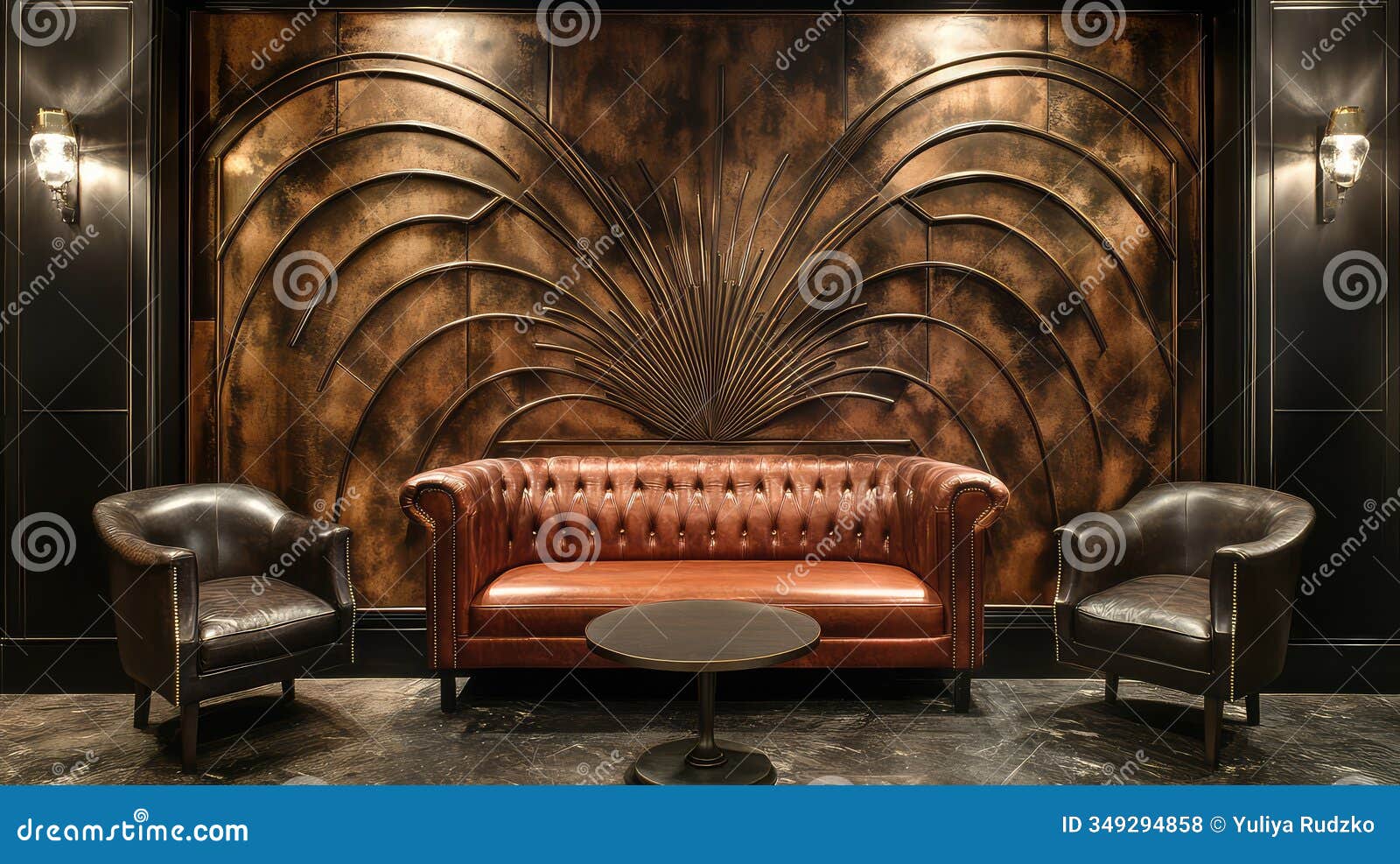 Elegant Bronze Wall Panel with Art Deco Design Stock Photo - Image of ...