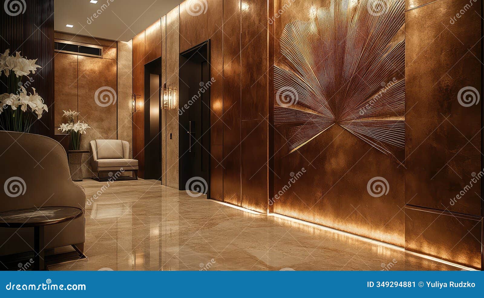 Elegant Bronze Wall Panel with Art Deco Design Stock Image - Image of ...
