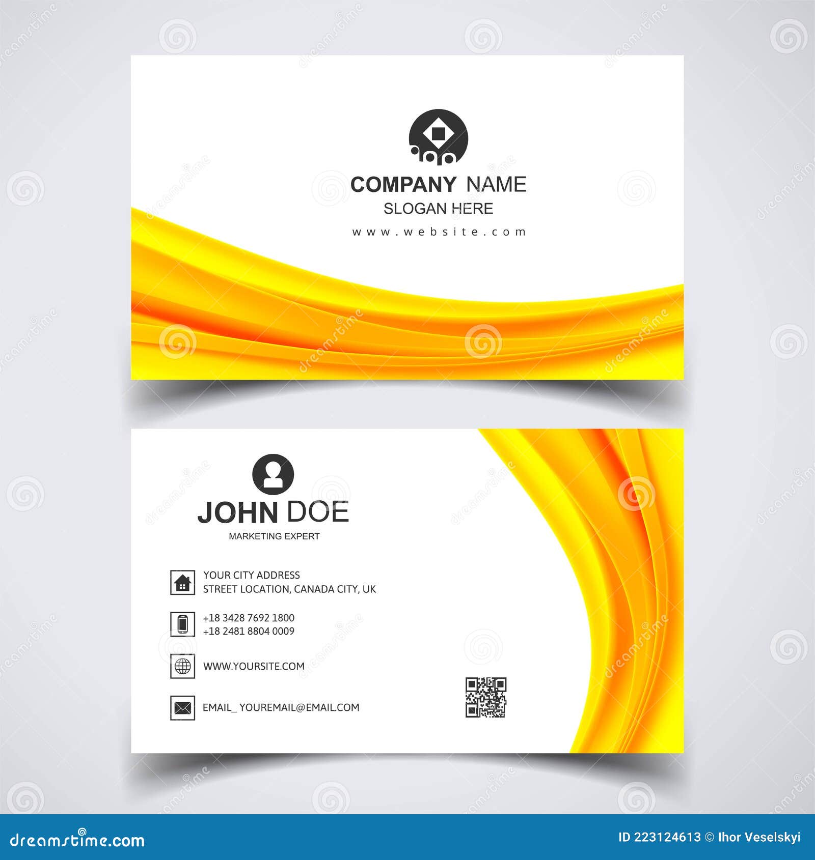 Elegant Business Card with Wave Design Stock Vector - Illustration of ...