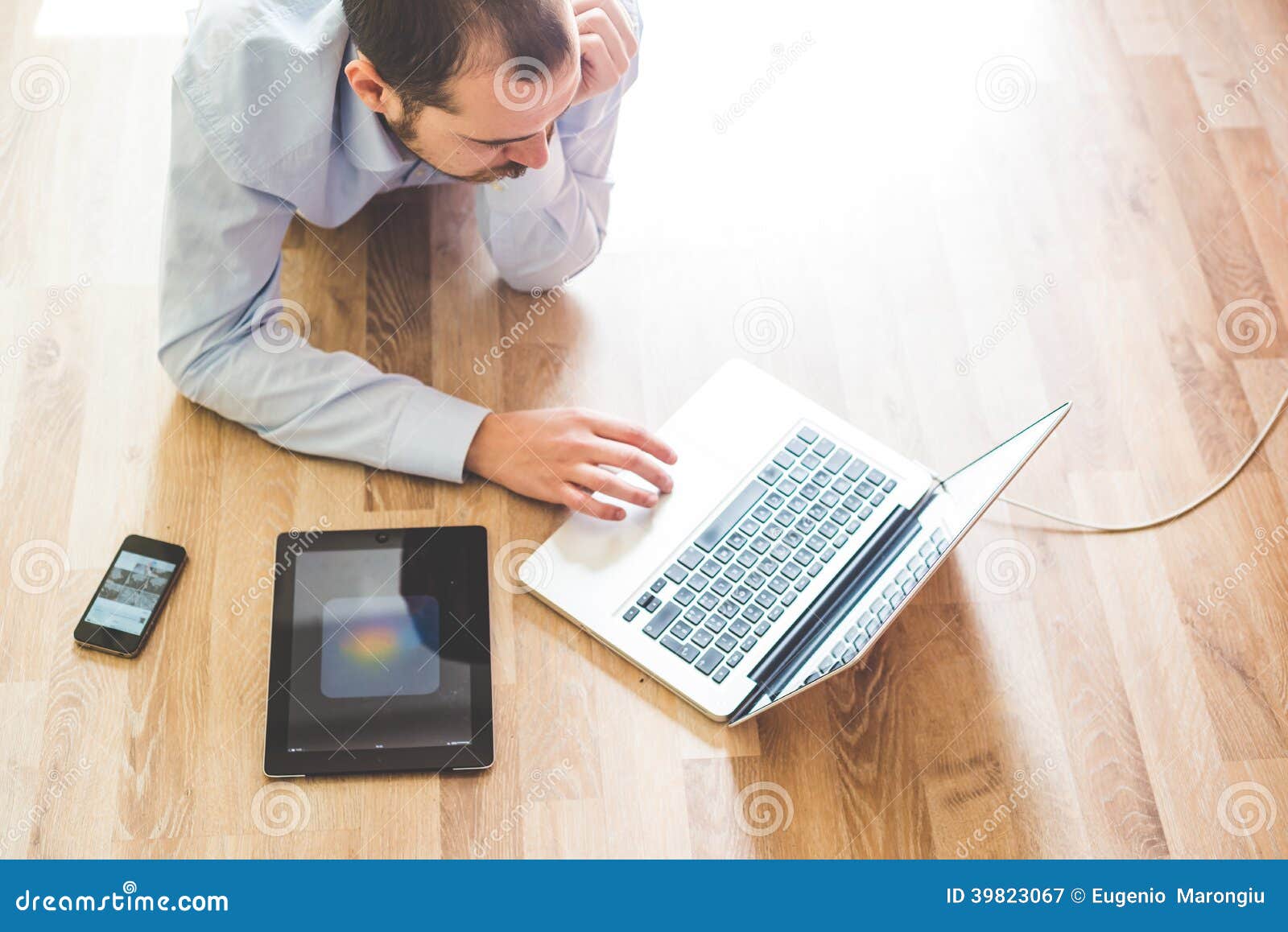 Elegant Business Multitasking Multimedia Man Stock Image - Image of ...