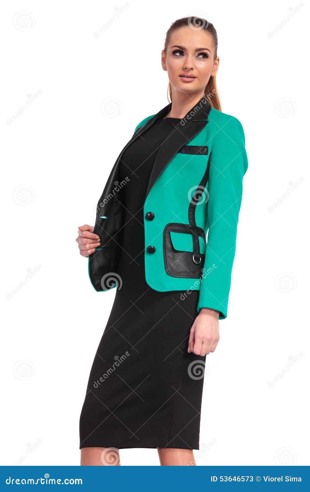 Elegant Business Woman Pulling Her Jacket Stock Image - Image of ...