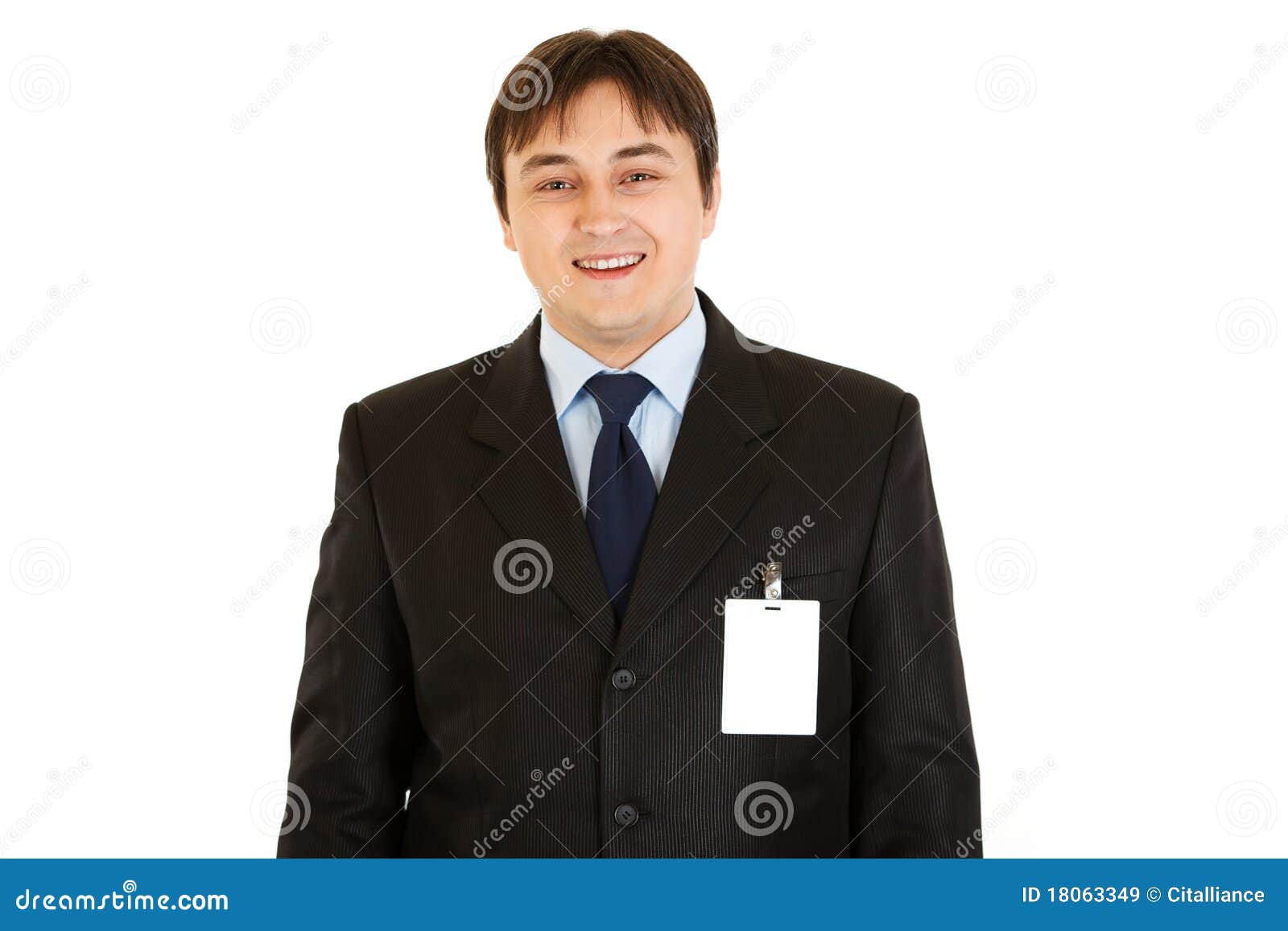 Elegant Businessman with Blank Id Card on Jacket Stock Image - Image of ...