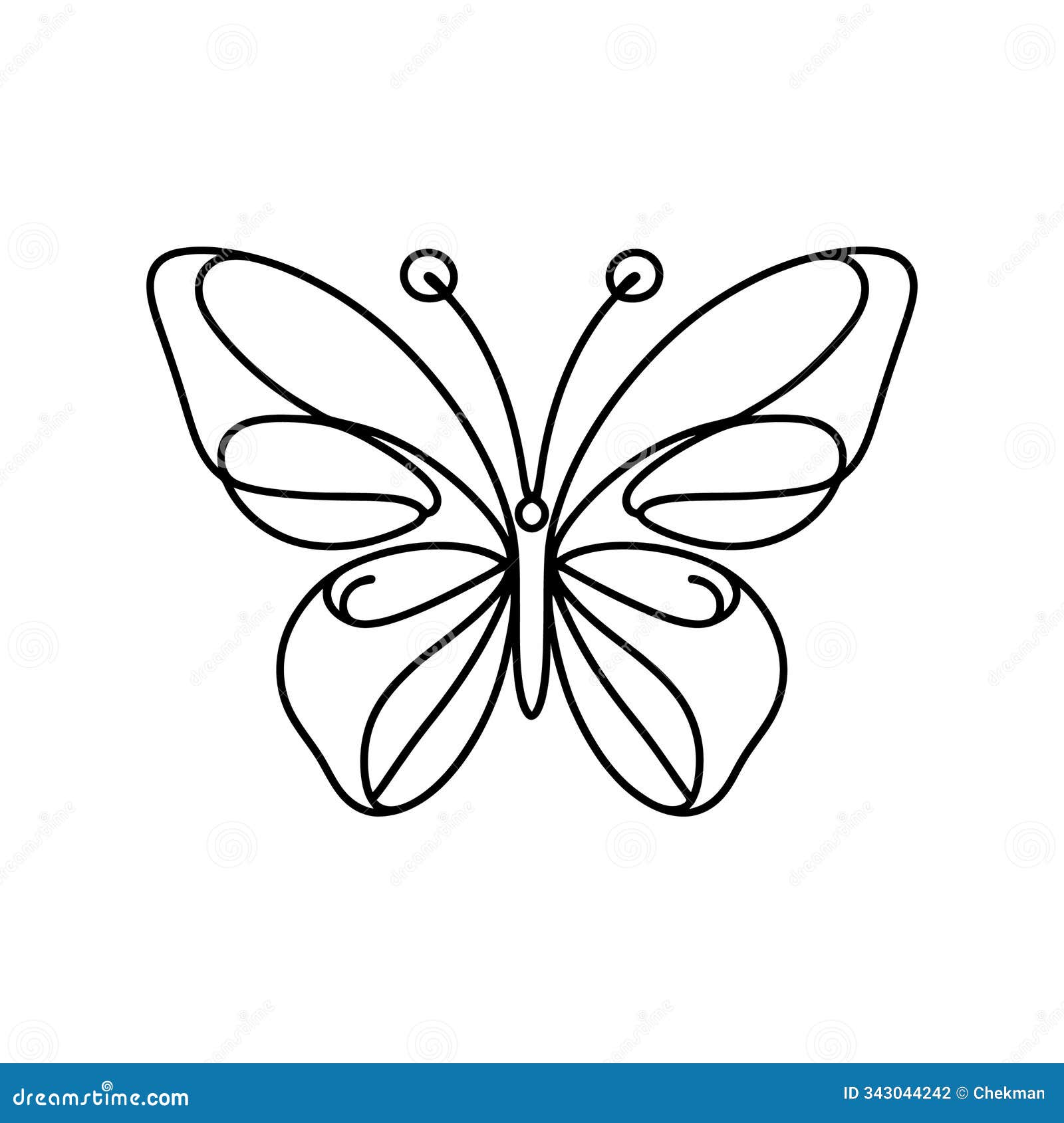 Elegant Butterfly Linear Icon. Black and White Cartoon of a Butterfly ...