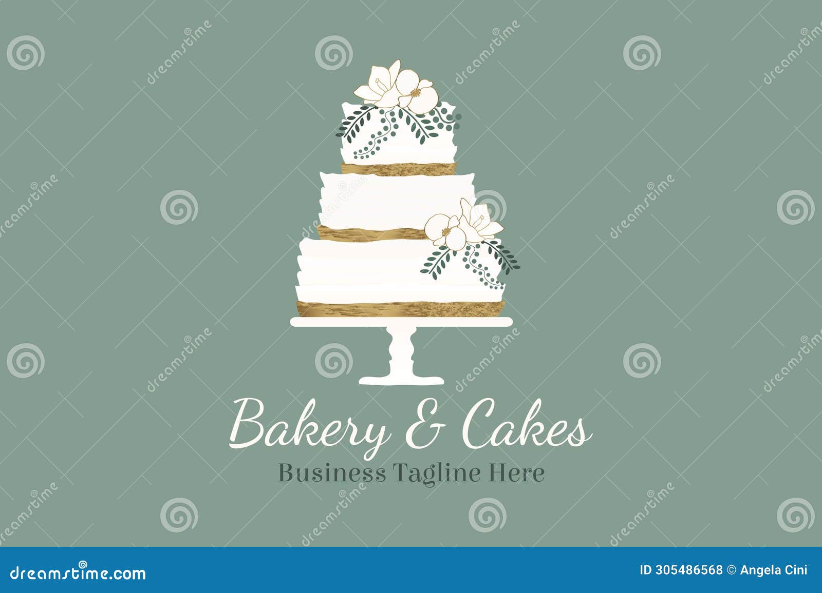 Elegant Cake Bakery Logo Design On Green Background Vector Illustration ...