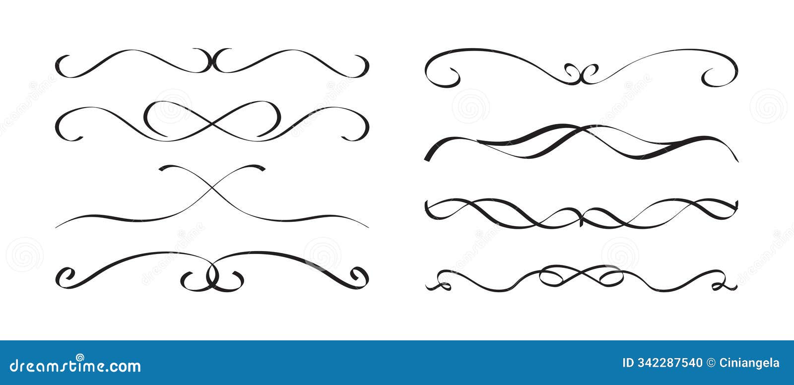 Elegant Calligraphic Divider Separator Set in Victorian Cursive ...