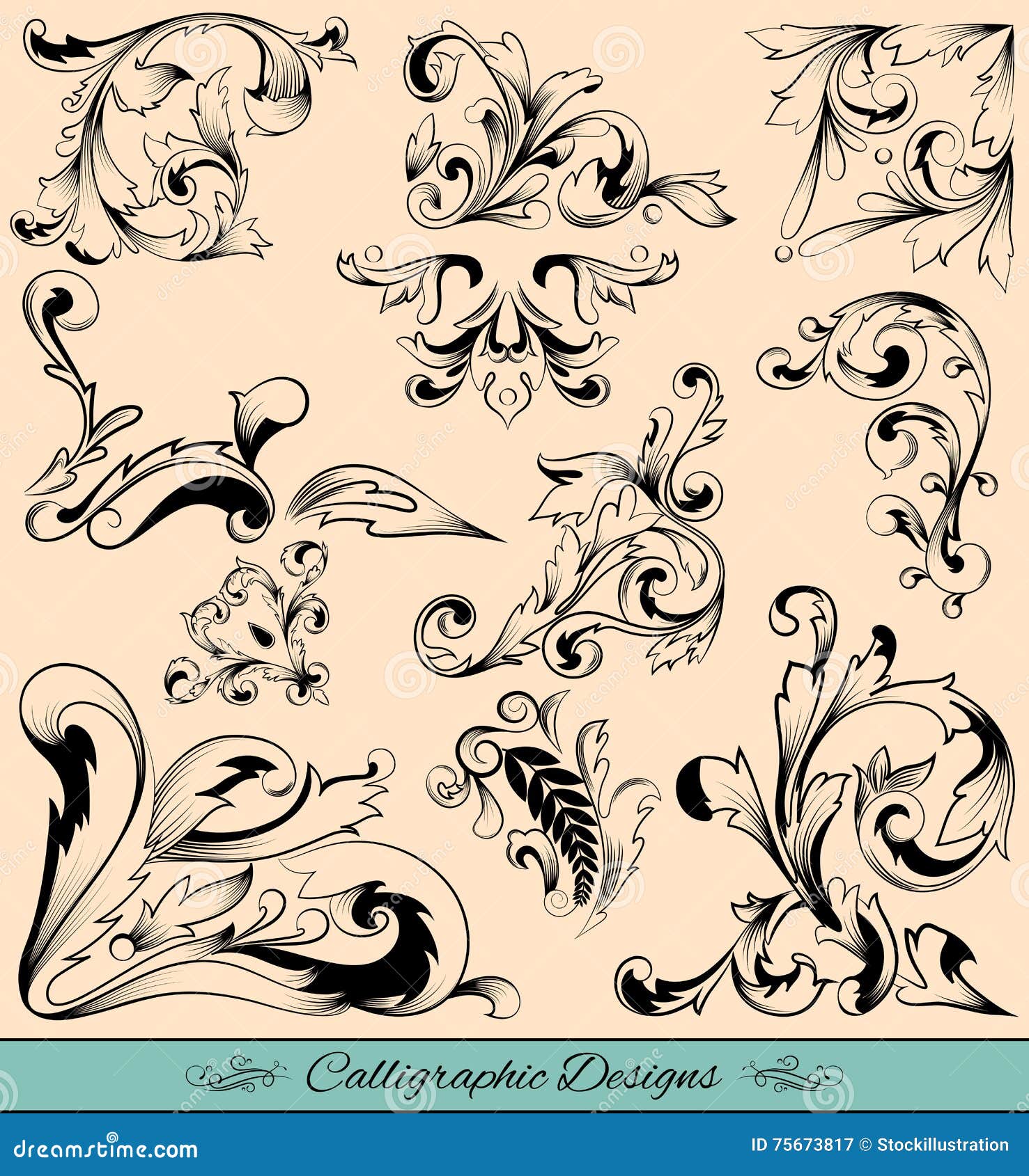 Elegant Calligraphy Design Elements for Designing Stock Vector ...