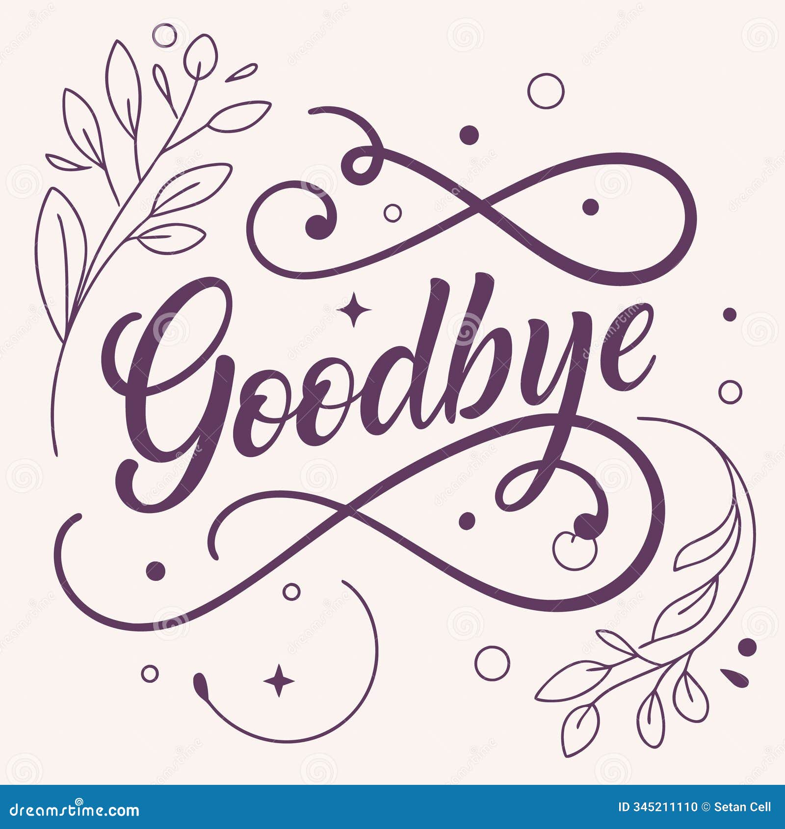 Elegant Calligraphy Lettering Saying Goodbye with Floral Element Stock ...