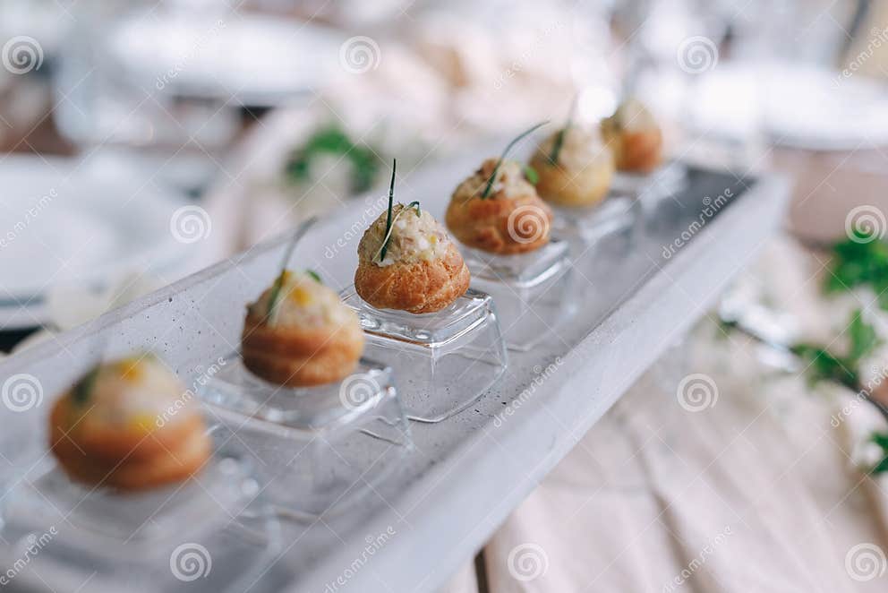 Elegant Canapes on Modern Serving Tray Stock Image - Image of hors ...