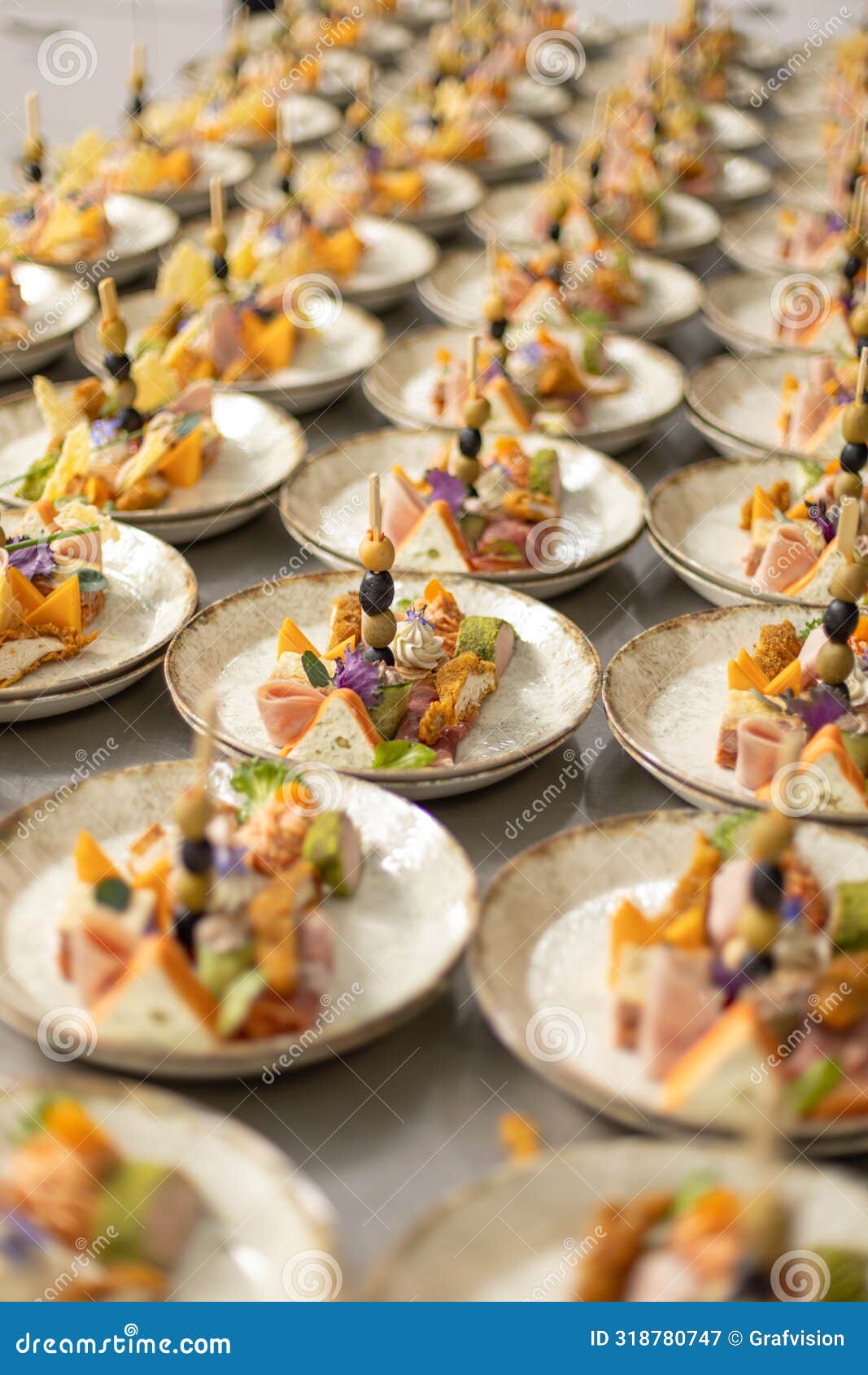 Elegant Catering Appetizers on Plates Stock Image - Image of gastronomy ...