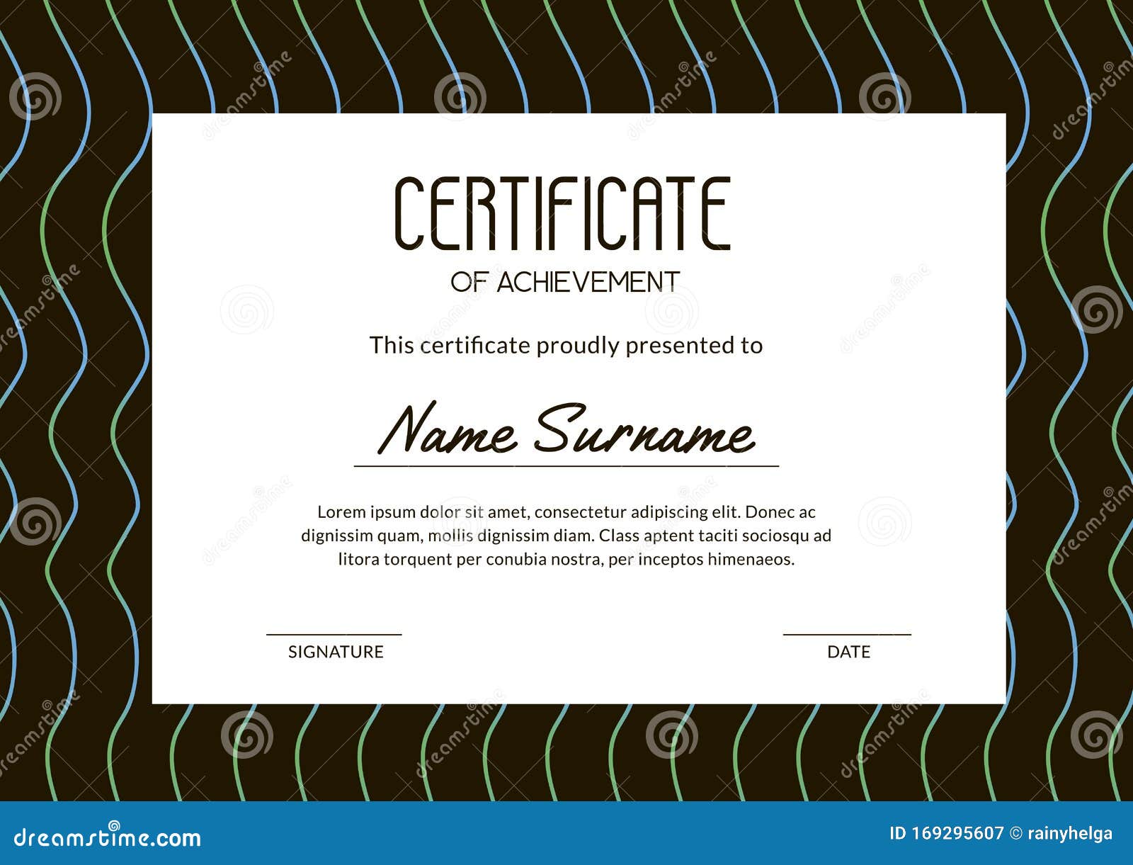 Elegant Certificate Design with Gradient Wavy Lines on the Black ...