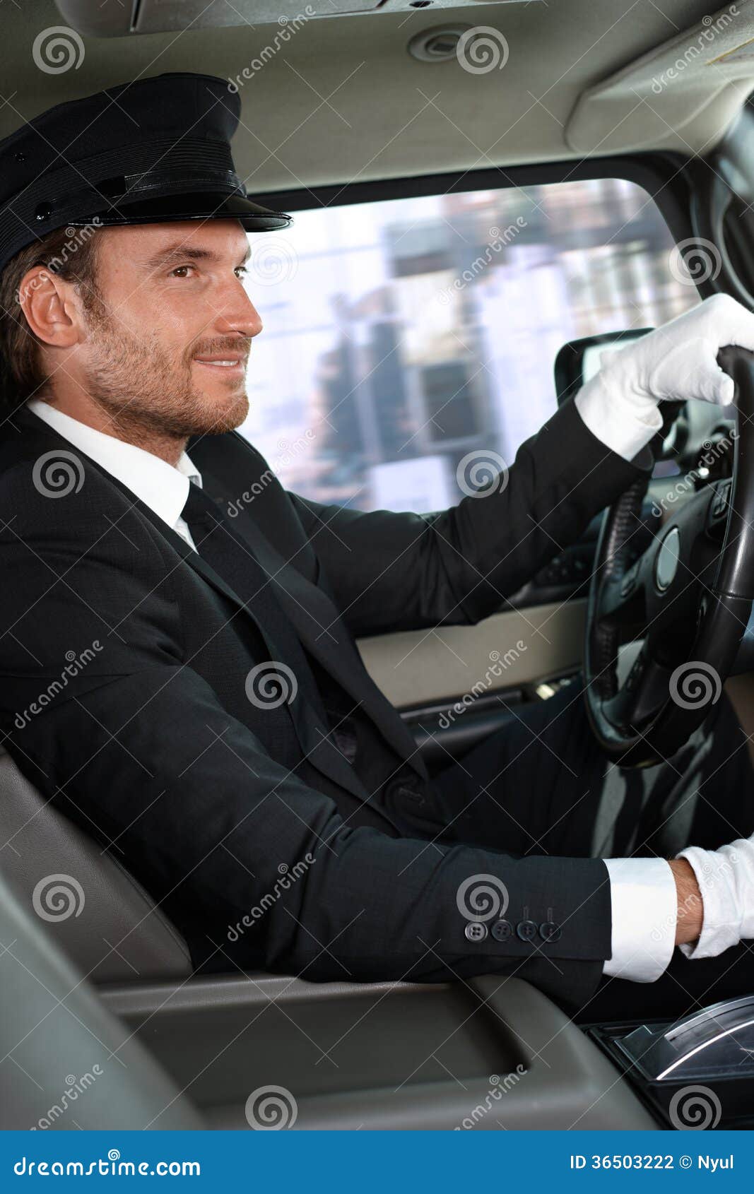 Elegant Chauffeur Driving Luxurious Car Stock Photo - Image of european ...