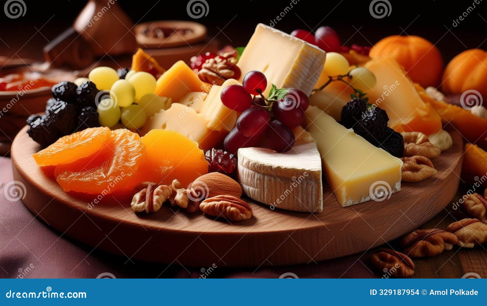Elegant Cheese Platter with Dries Fruits Stock Photo - Image of design ...
