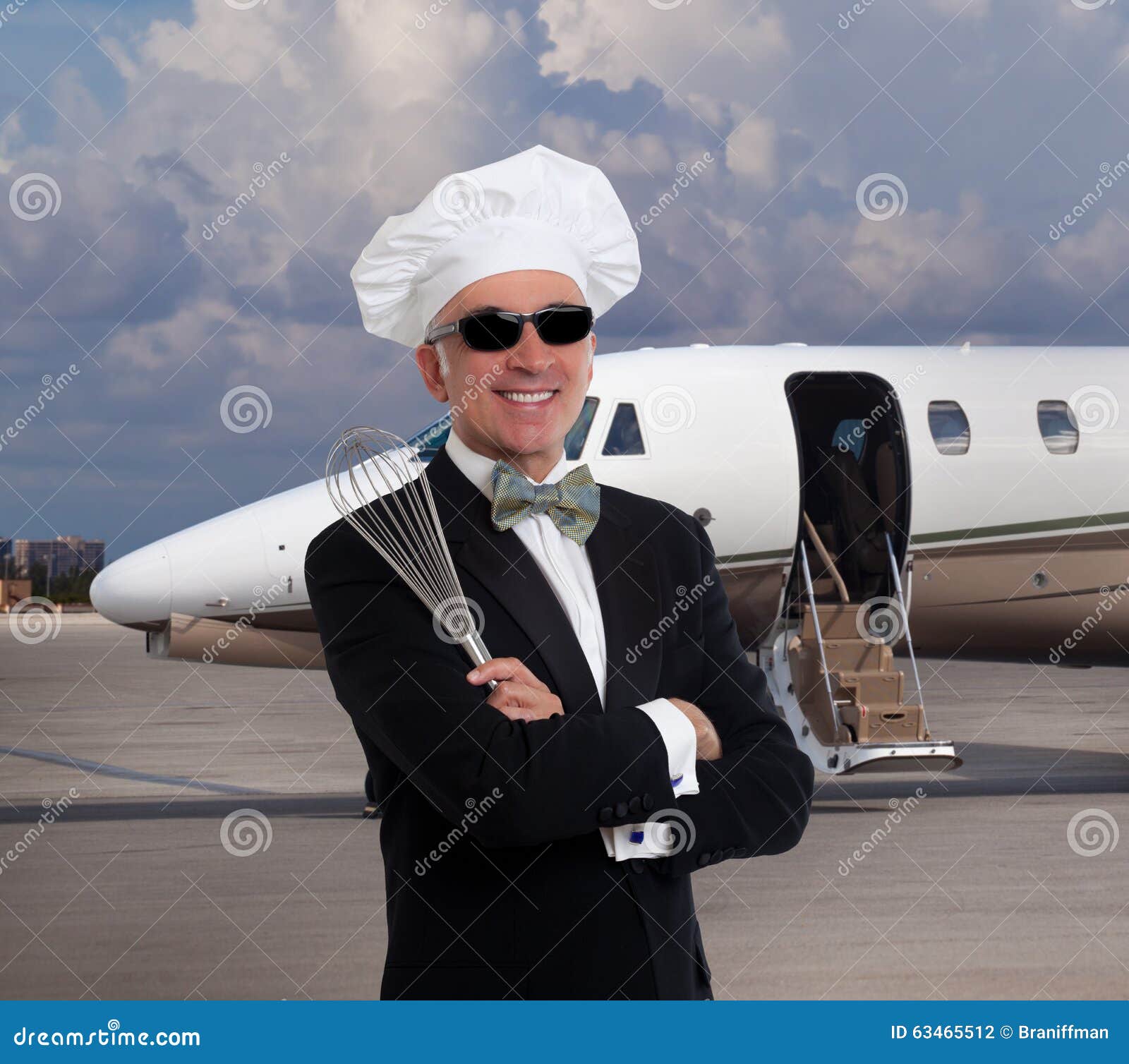Elegant Chef Posing in Front of a Private Jet Stock Photo - Image of ...
