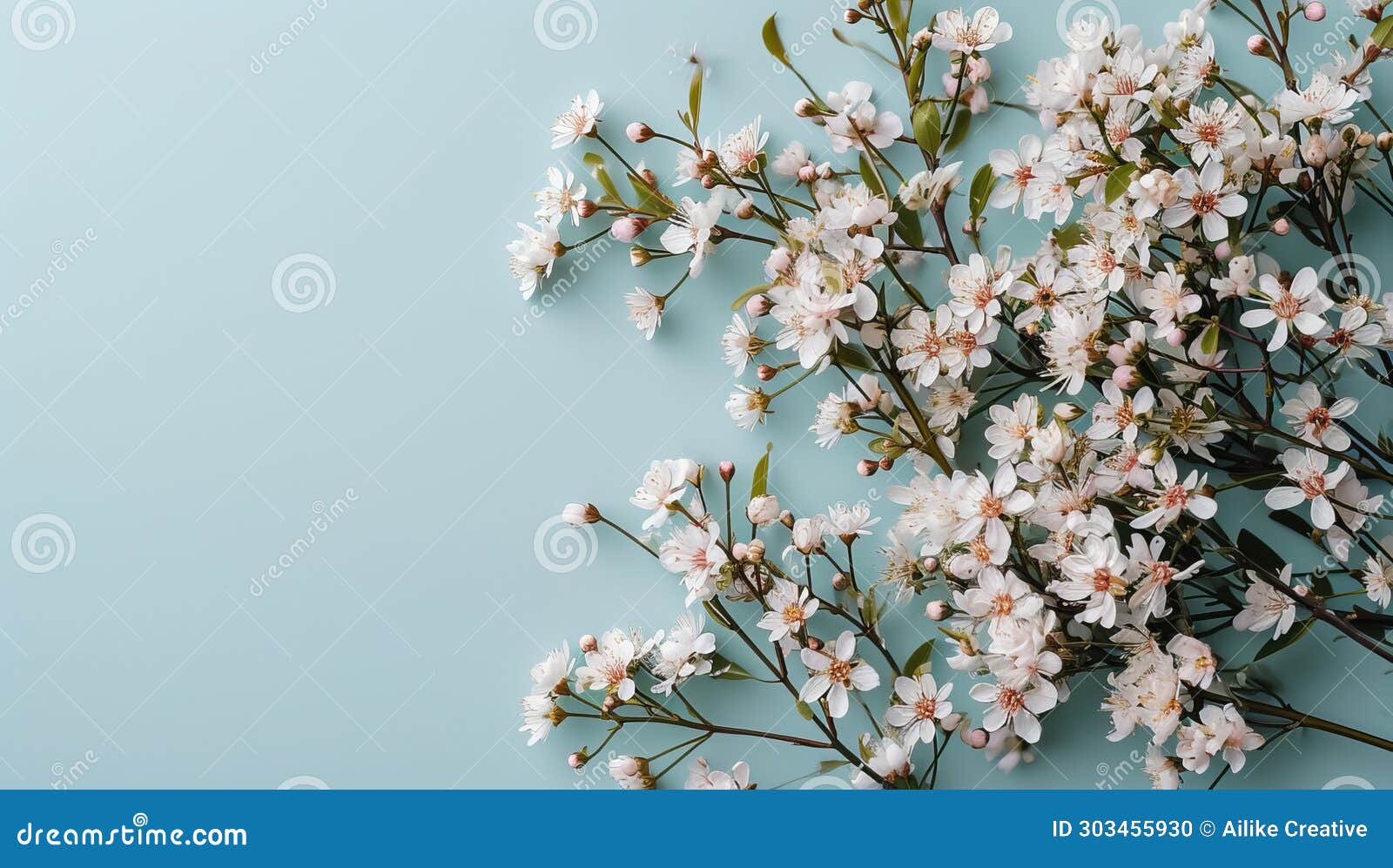 Elegant Cherry Blossoms on a Calm Blue Background Stock Illustration ...