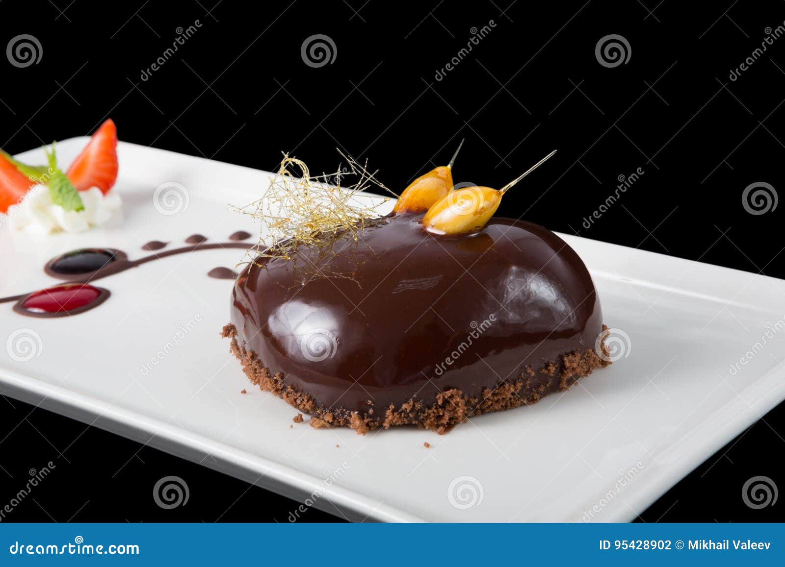 Elegant chocolate dessert stock photo. Image of cake - 95428902