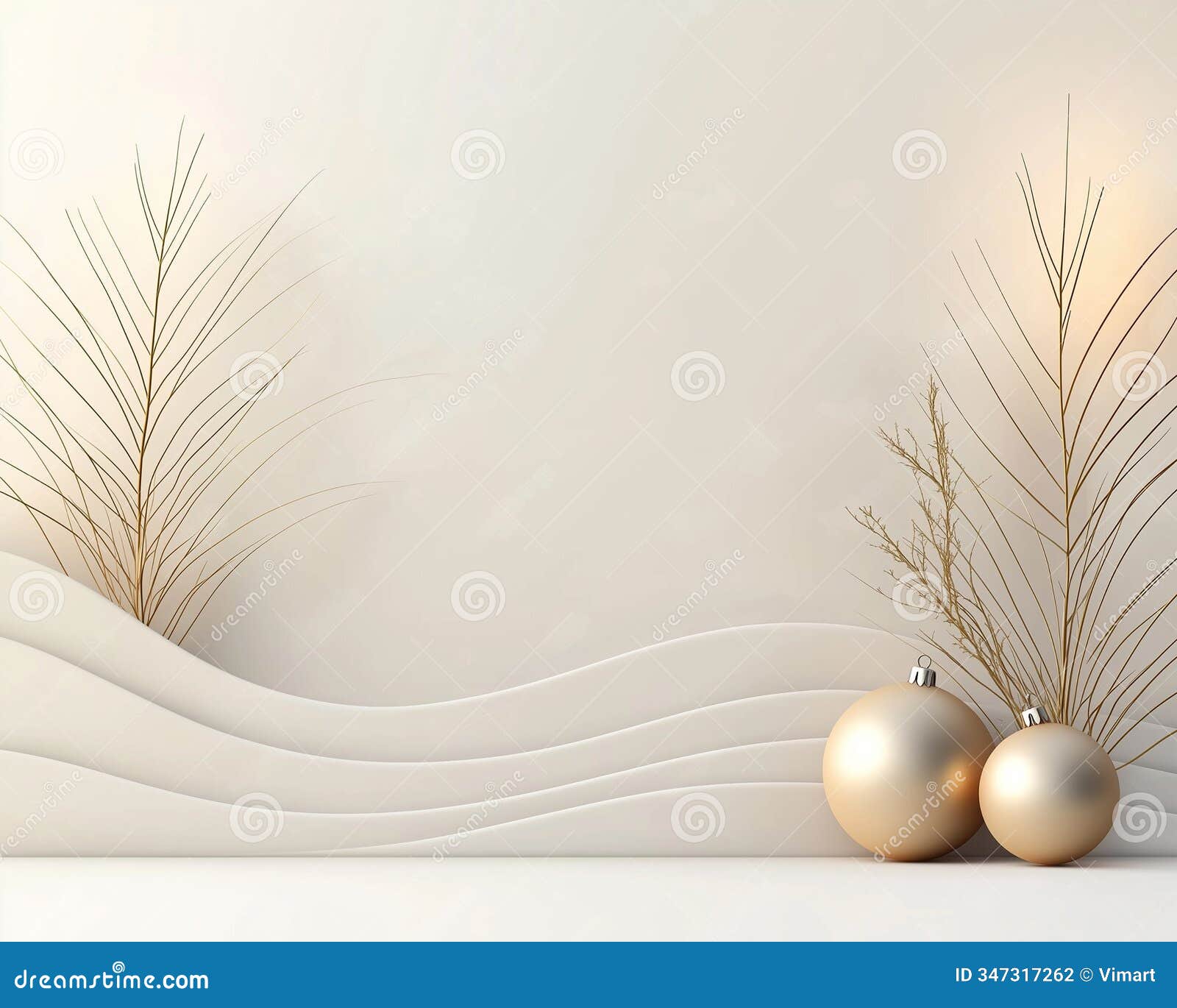 Elegant Christmas Scene Featuring Golden Ornaments and Delicate ...