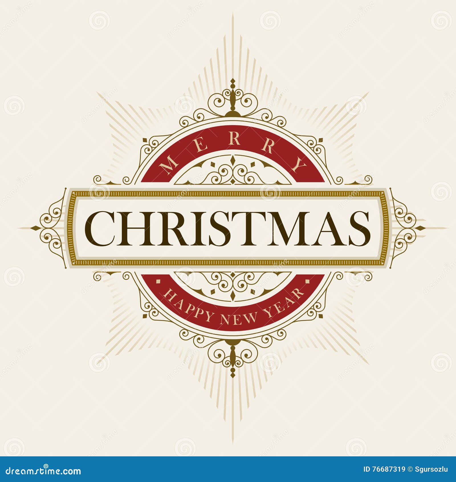 Elegant Christmas Vector Frame and Emblem Template Stock Vector ...
