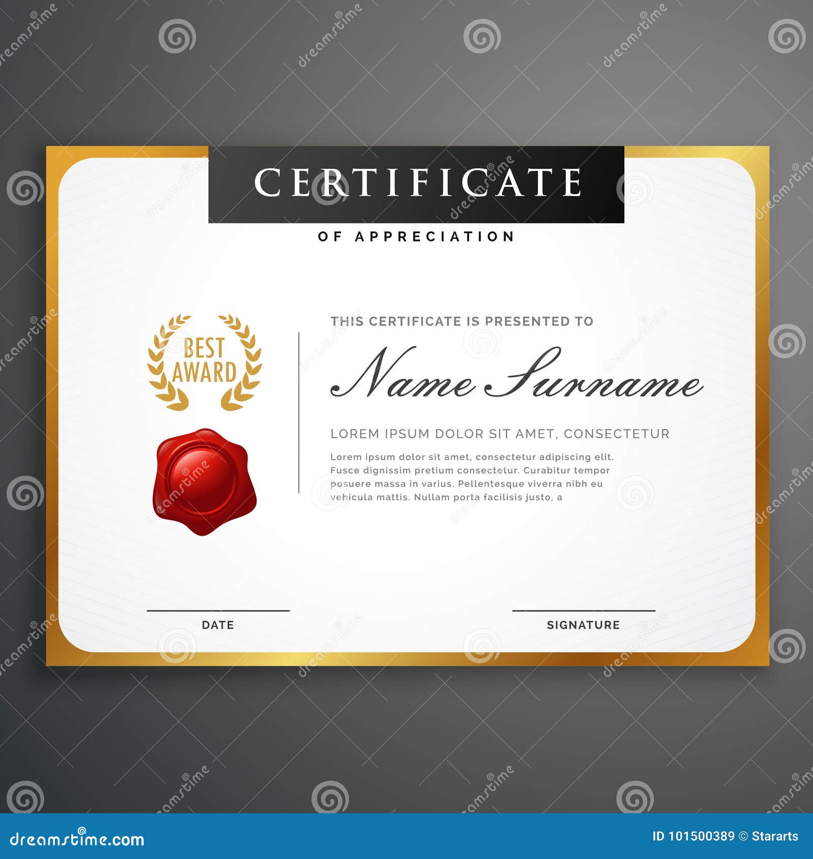 Elegant Clean Certificate Template Layout Design with Golden Border ...