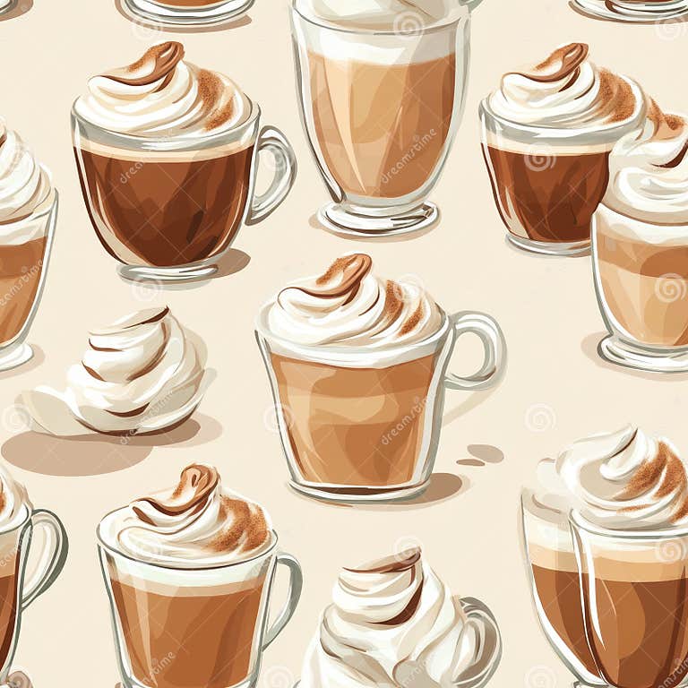 Elegant Coffee Seamless Pattern for Vector Art Design Stock ...