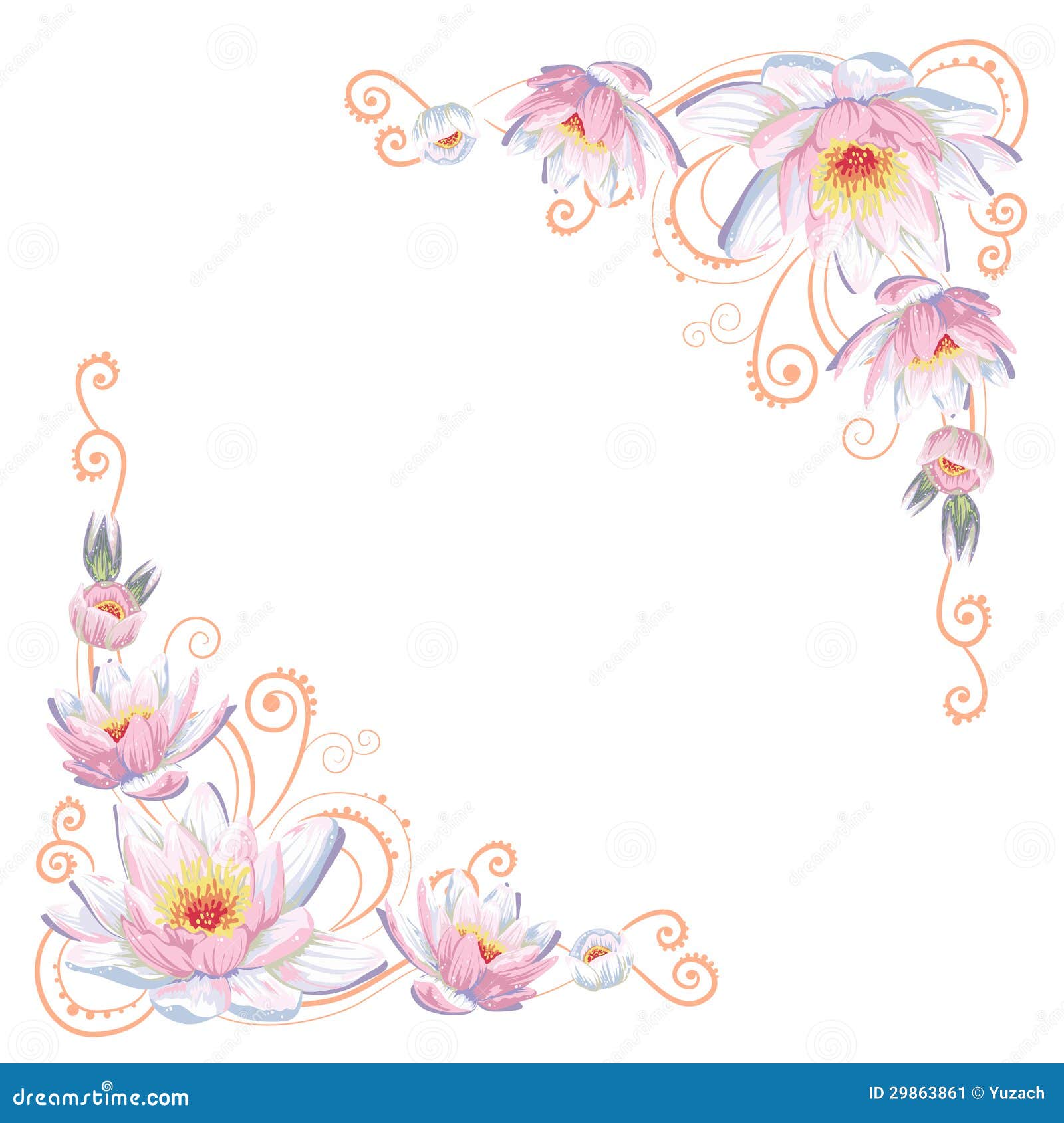 Elegant Curves Flower Corners Stock Vector - Illustration of flower ...