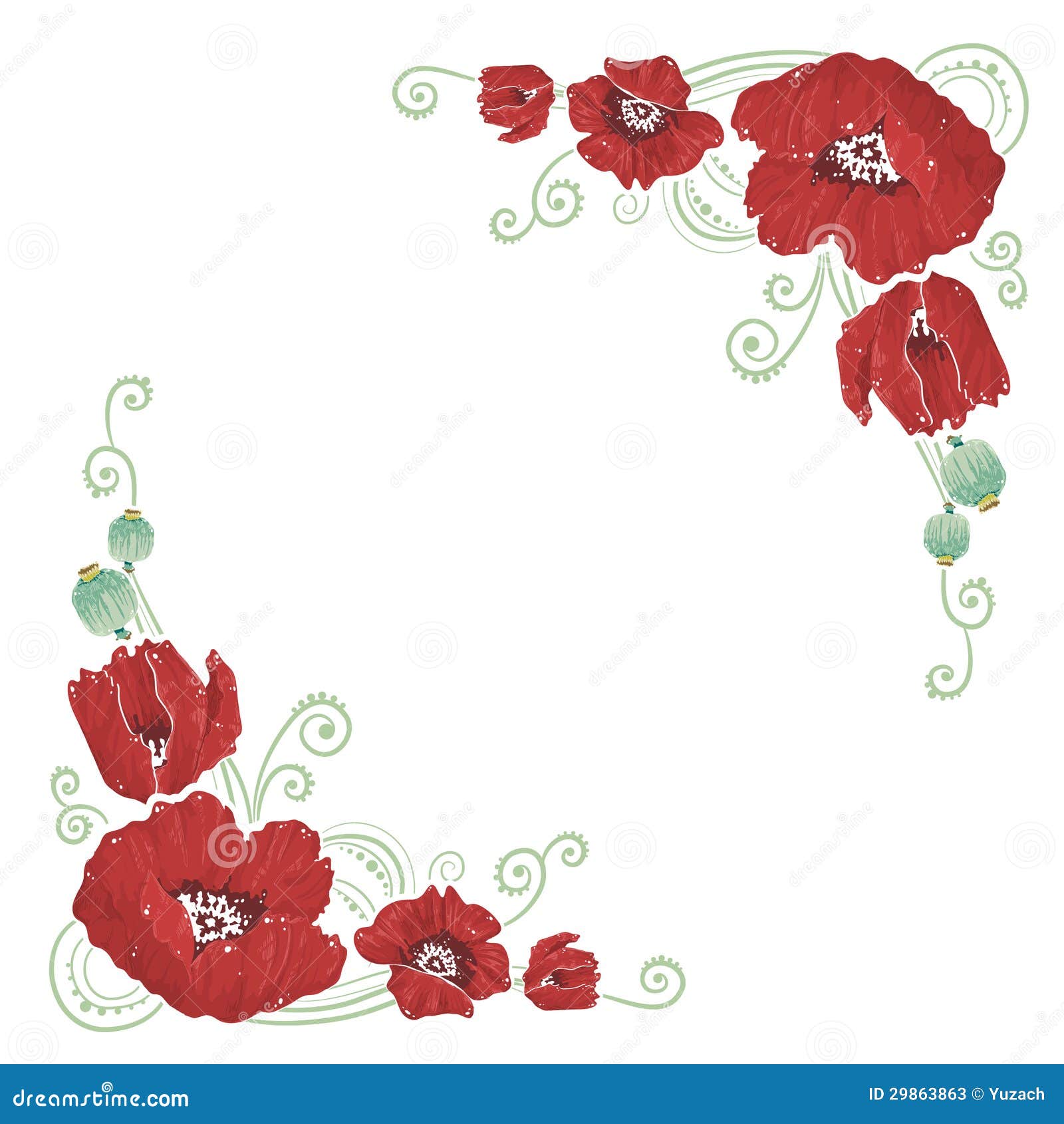 Elegant Curves Flower Corners Stock Vector - Illustration of curve ...