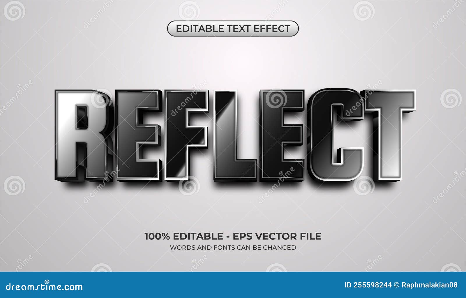 Elegant 3d Black Reflective Text Effect. Editable Masculine Text ...