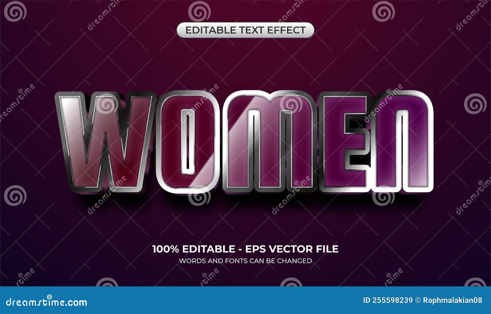 Elegant 3d Maroon Reflective Text Effect. Editable Glamour Feminine ...