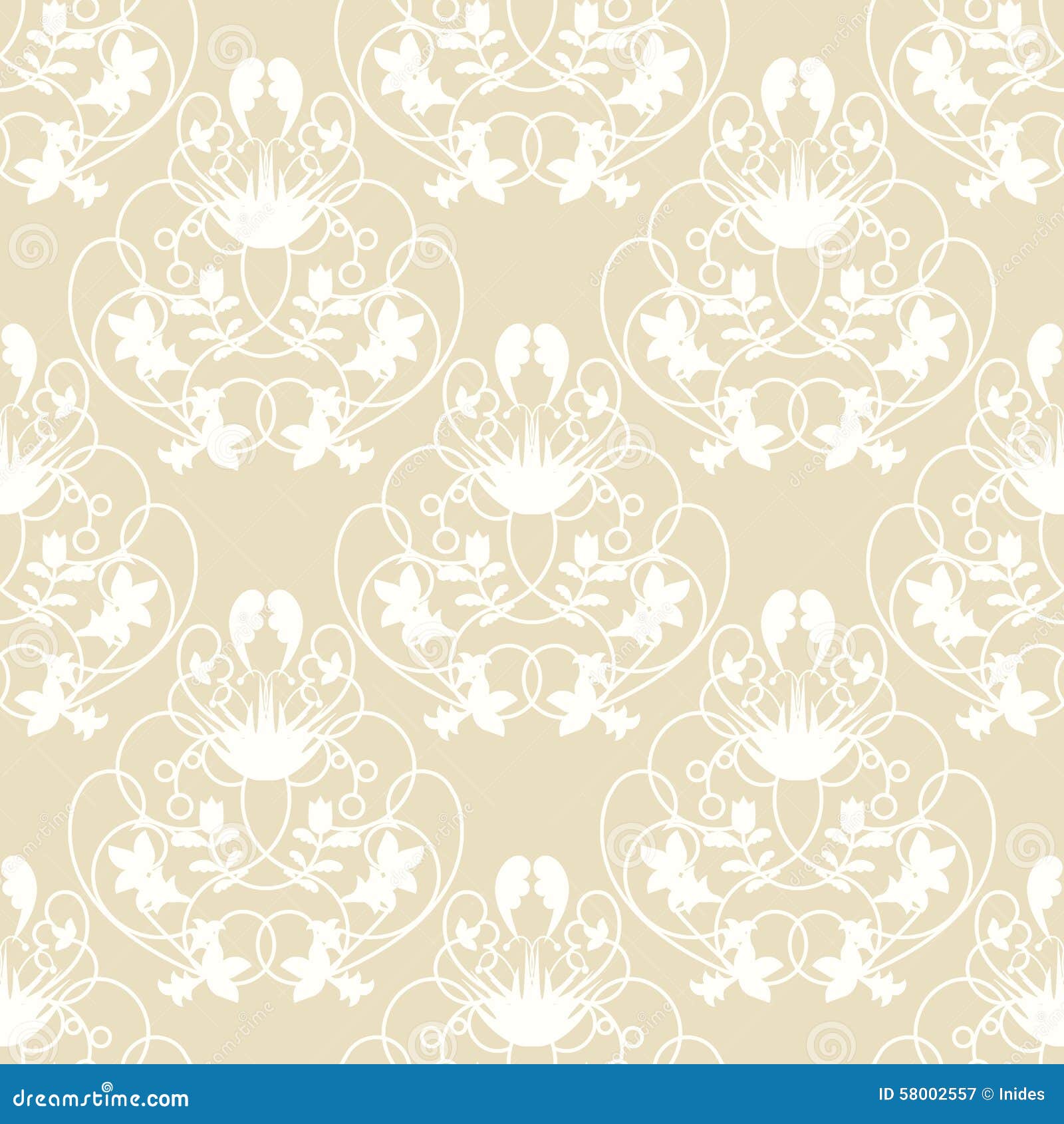 Elegant Damask Background With Golden Borders Vector Illustration ...