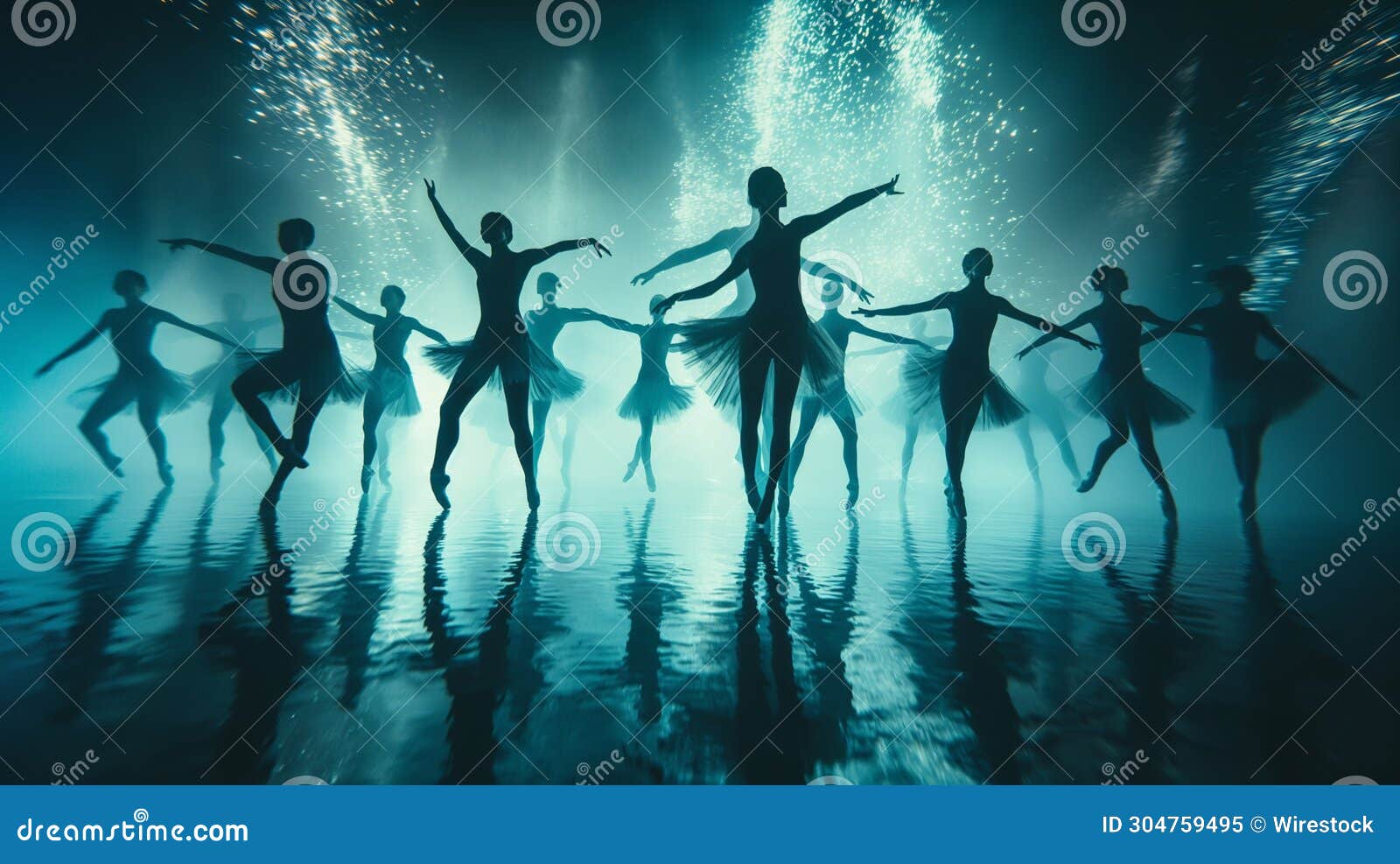 Elegant Dance of Ballet Dancers on Water, AI-generated. Stock Image ...