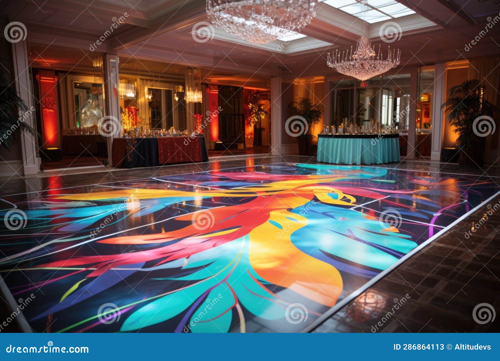 Elegant Dance Floor With Salsa Dance Themed Decorations Stock Image Image Of Night Club