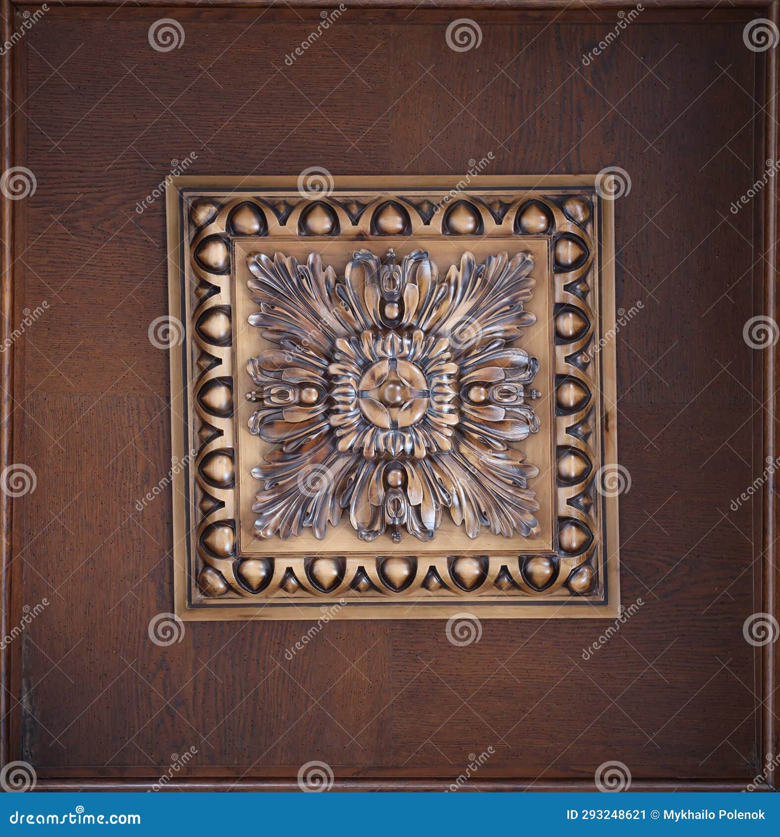 Elegant Dark Brown Ceiling with Stone Patterns and a Rosette Texture ...