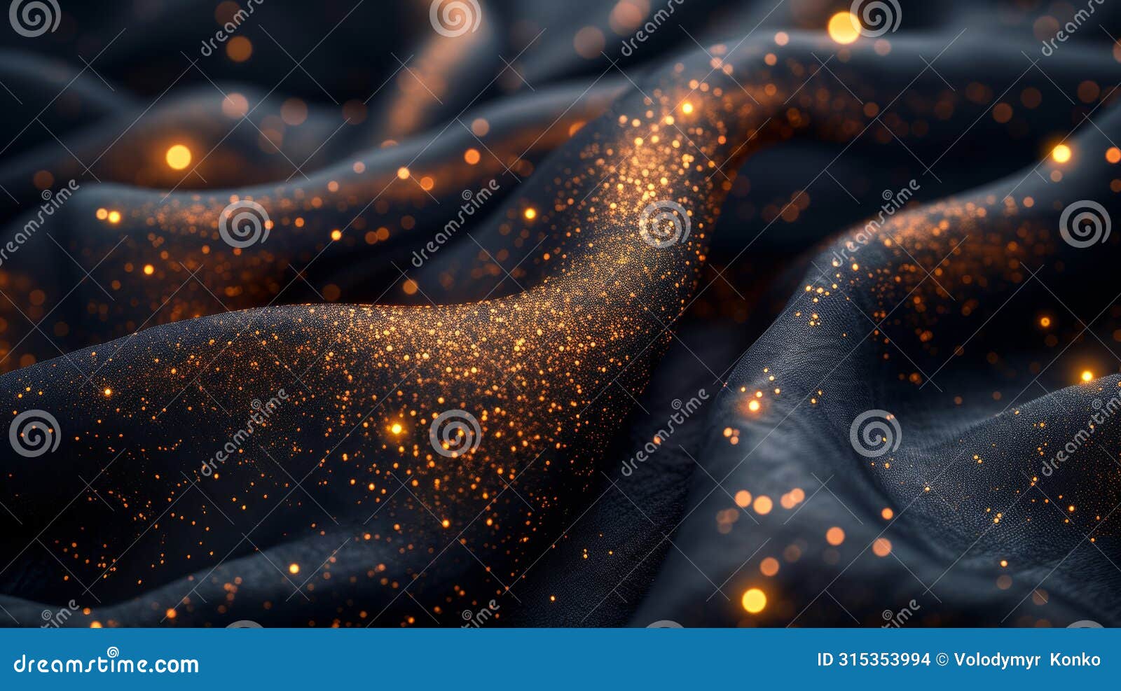 Elegant Dark Fabric with Sparkling Golden Particles Stock Photo - Image ...