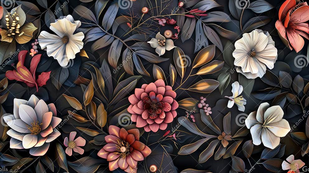 Elegant Dark Floral Design with Assorted Blooms Stock Photo - Image of ...