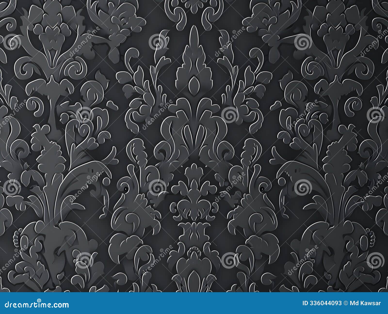 Elegant Dark Grey Damask Pattern Background Stock Illustration ...