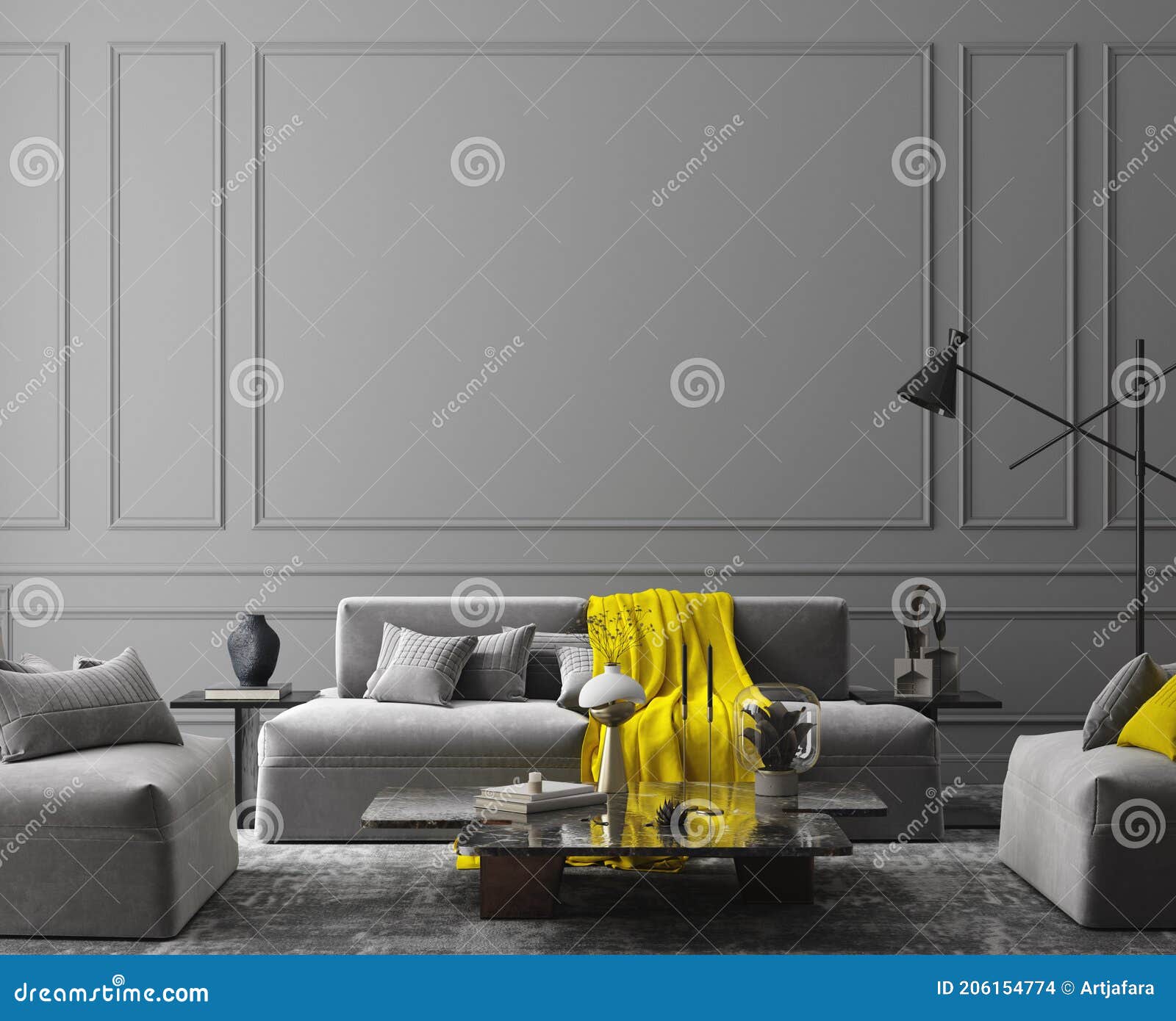 Elegant Dark Grey Interior, Colors of the Year 2021 Stock Illustration ...